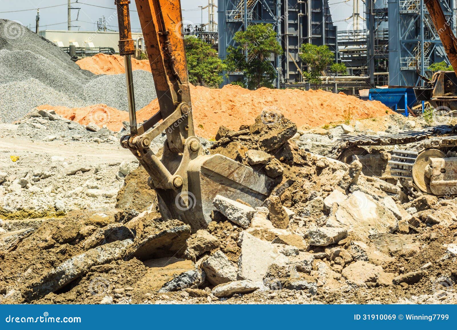 Excavator Digging the Concret Stock Image - Image of vehicle, quarry ...