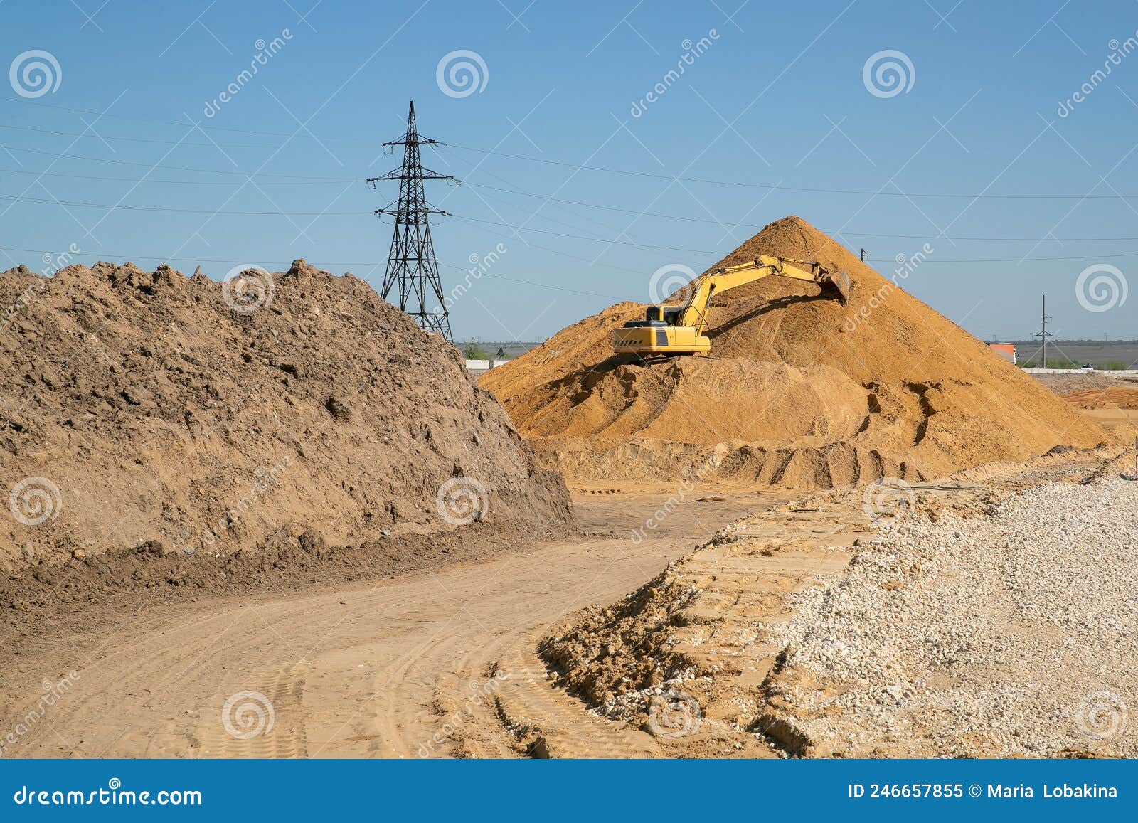 Excavator at Construction Site Stock Image - Image of excavating ...