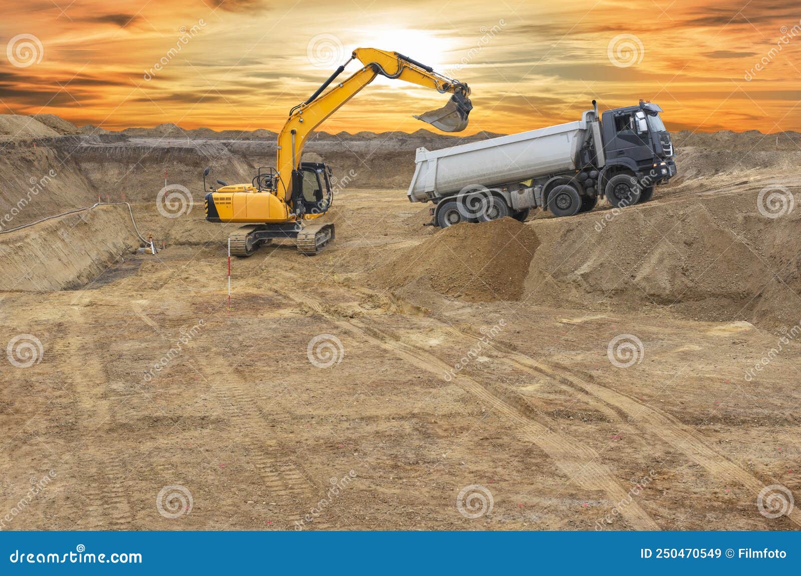 Excavator is Digging on Construction Site Stock Image - Image of dirt ...