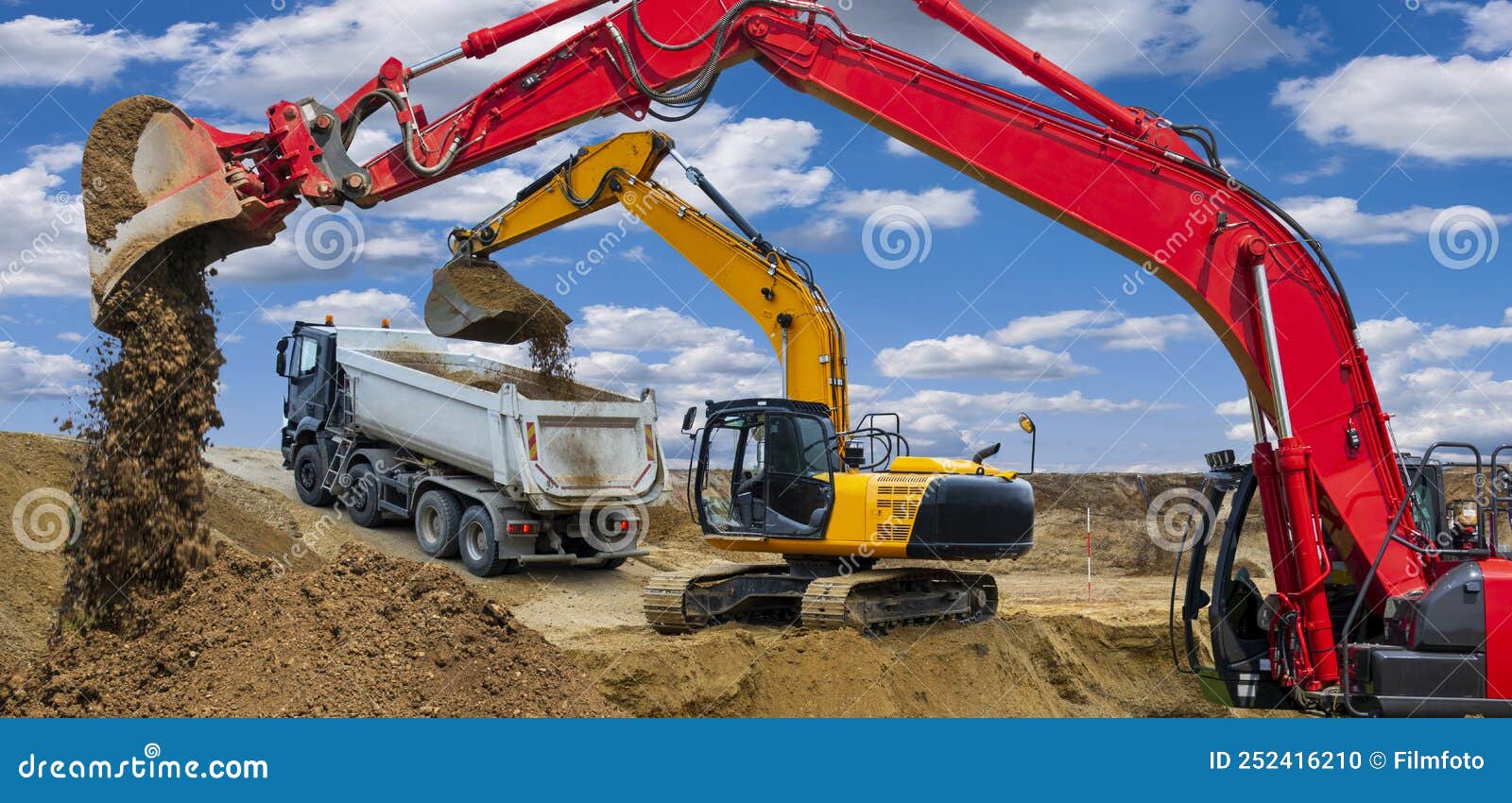 Excavator is Digging at Construction Site Stock Photo - Image of loader ...