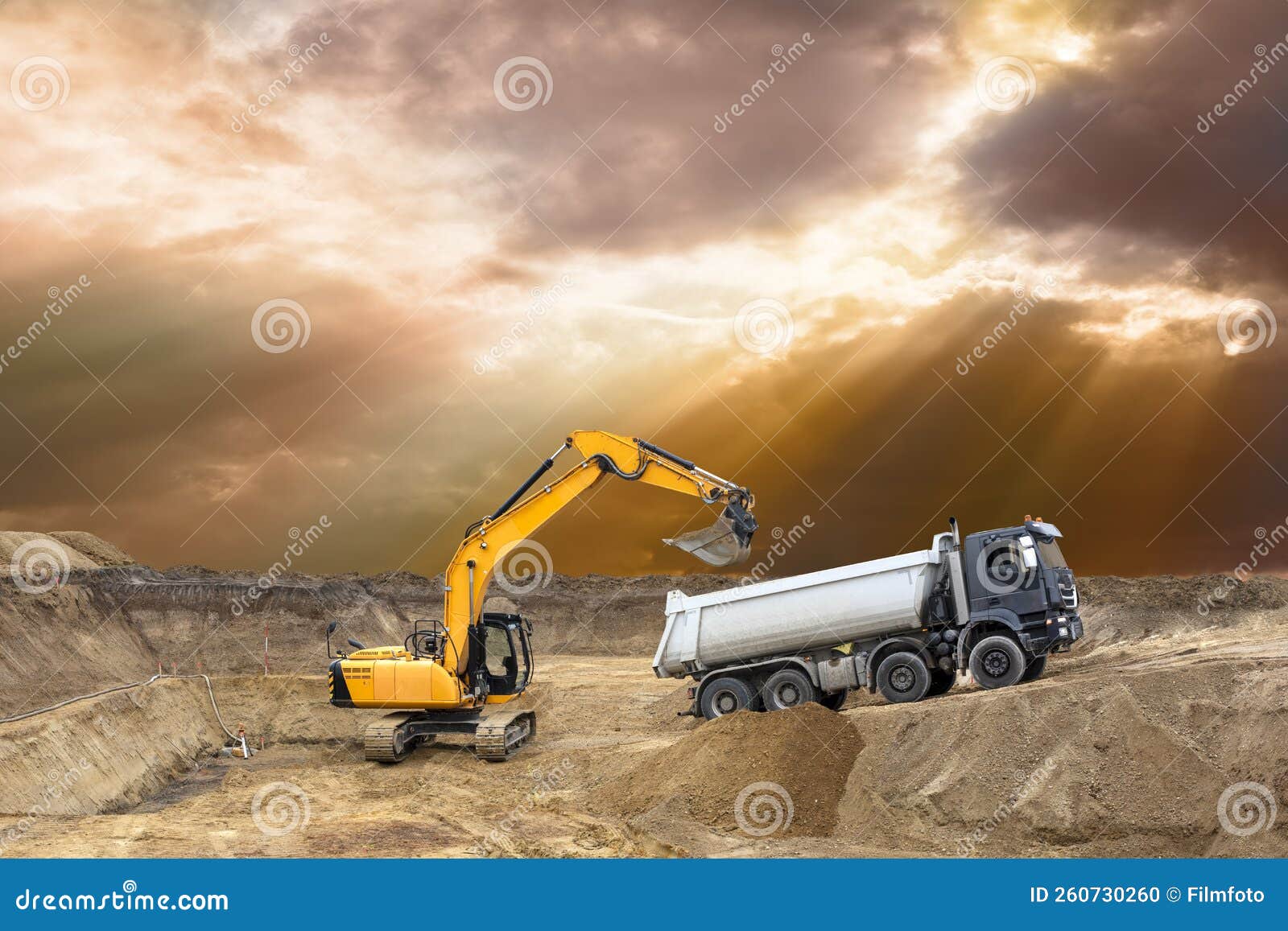 Excavator is Digging at Construction Site Stock Photo - Image of dirt ...