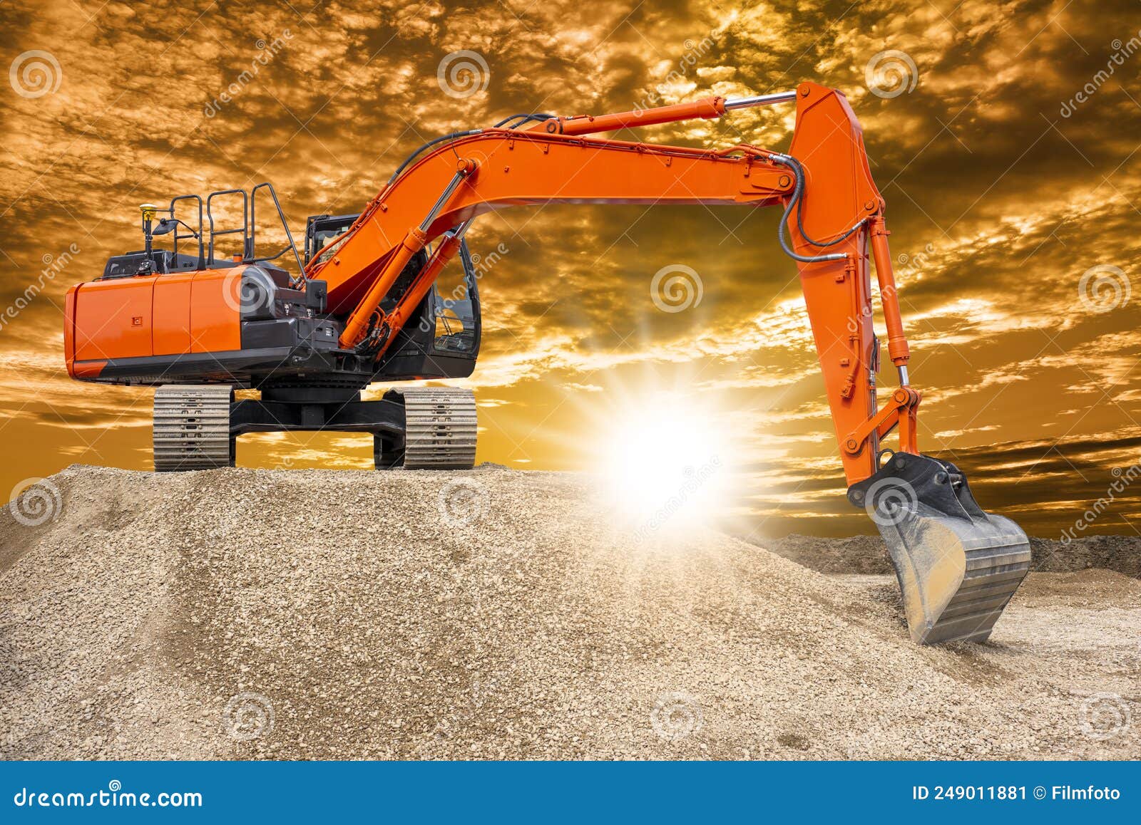 Excavator is Digging on Construction Site Stock Image - Image of crane ...