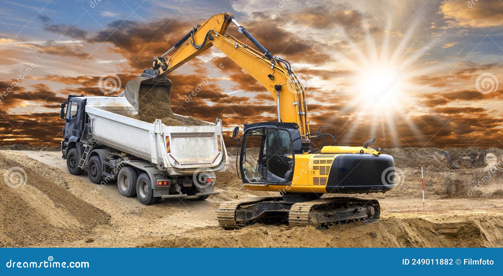 Excavator is Digging on Construction Site Stock Photo - Image of ...