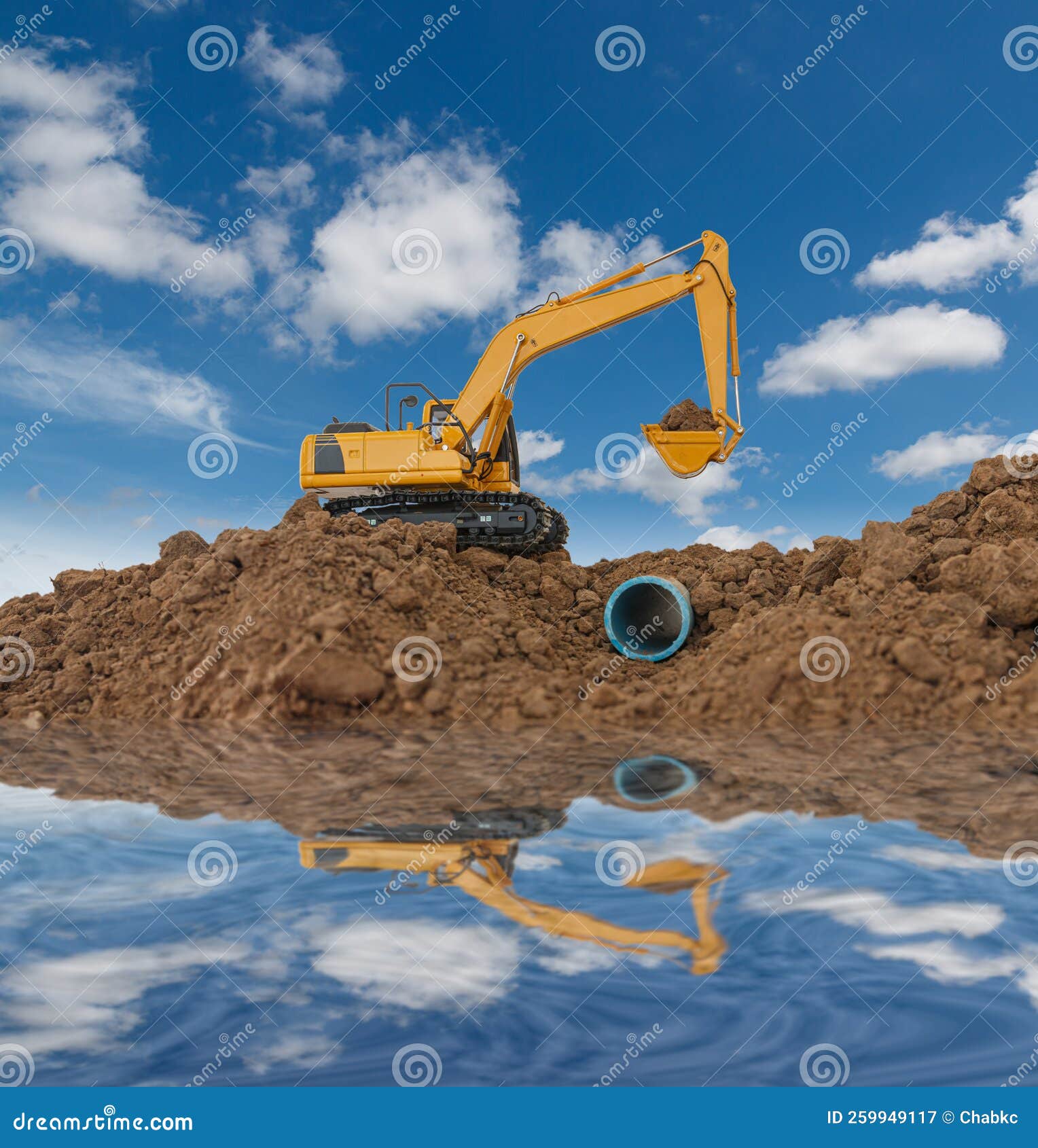Excavator is Digging in the Construction Site Stock Image - Image of ...