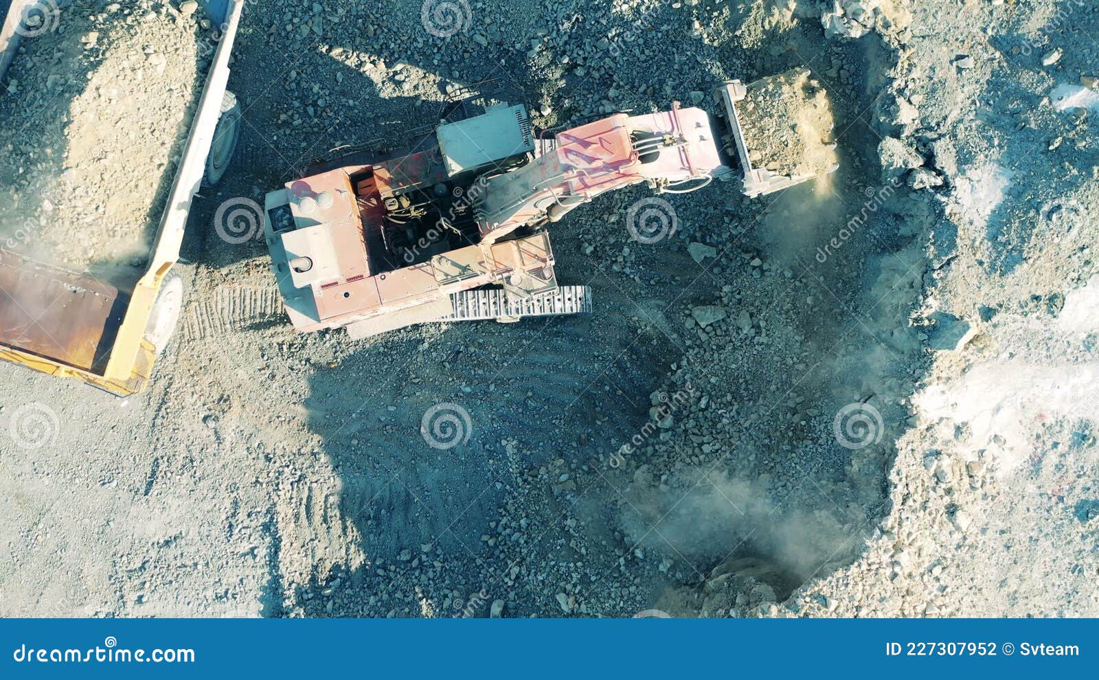 Excavator is Digging Copper Ore in a Top View Stock Footage - Video of ...