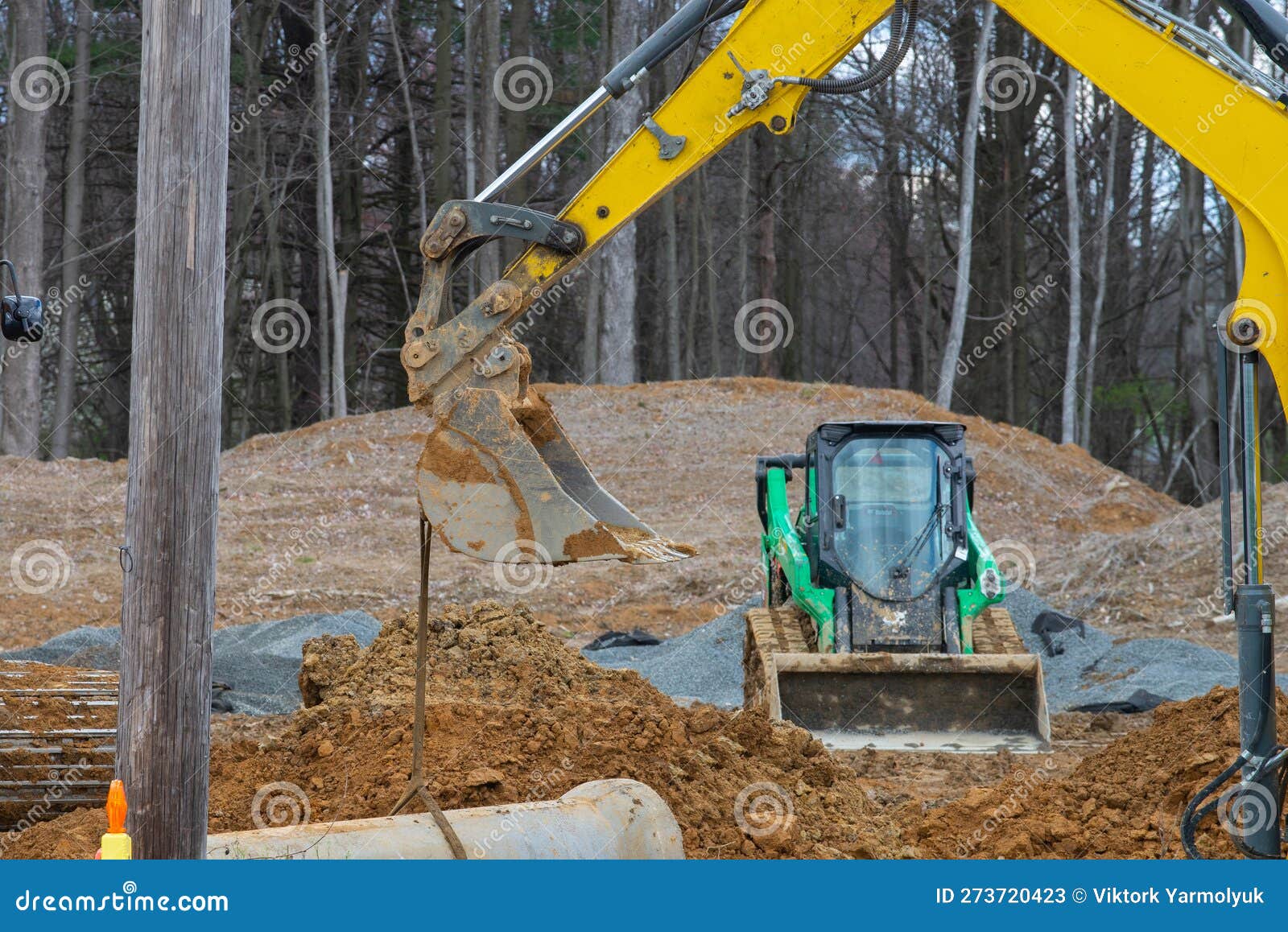 Excavator Digging a Deep Trench Stock Image - Image of machine ...