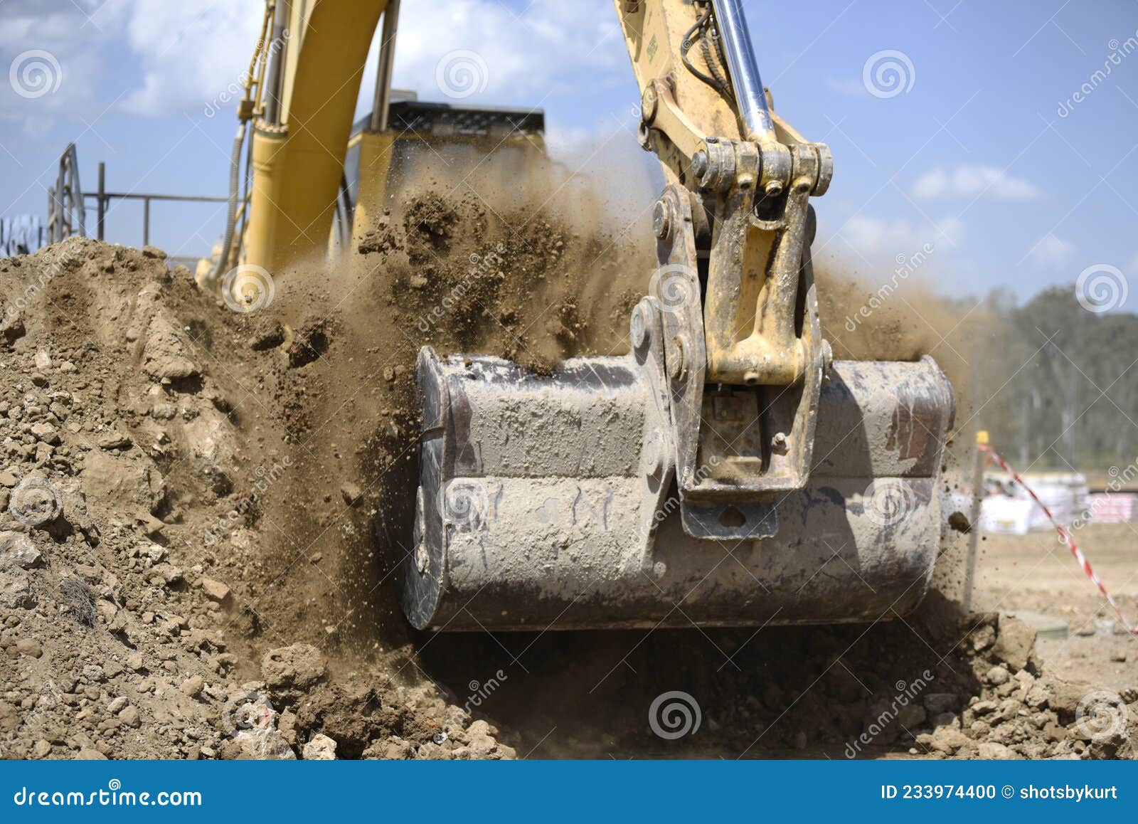 Extreme Excavator Digging stock photo. Image of bucket - 233974400