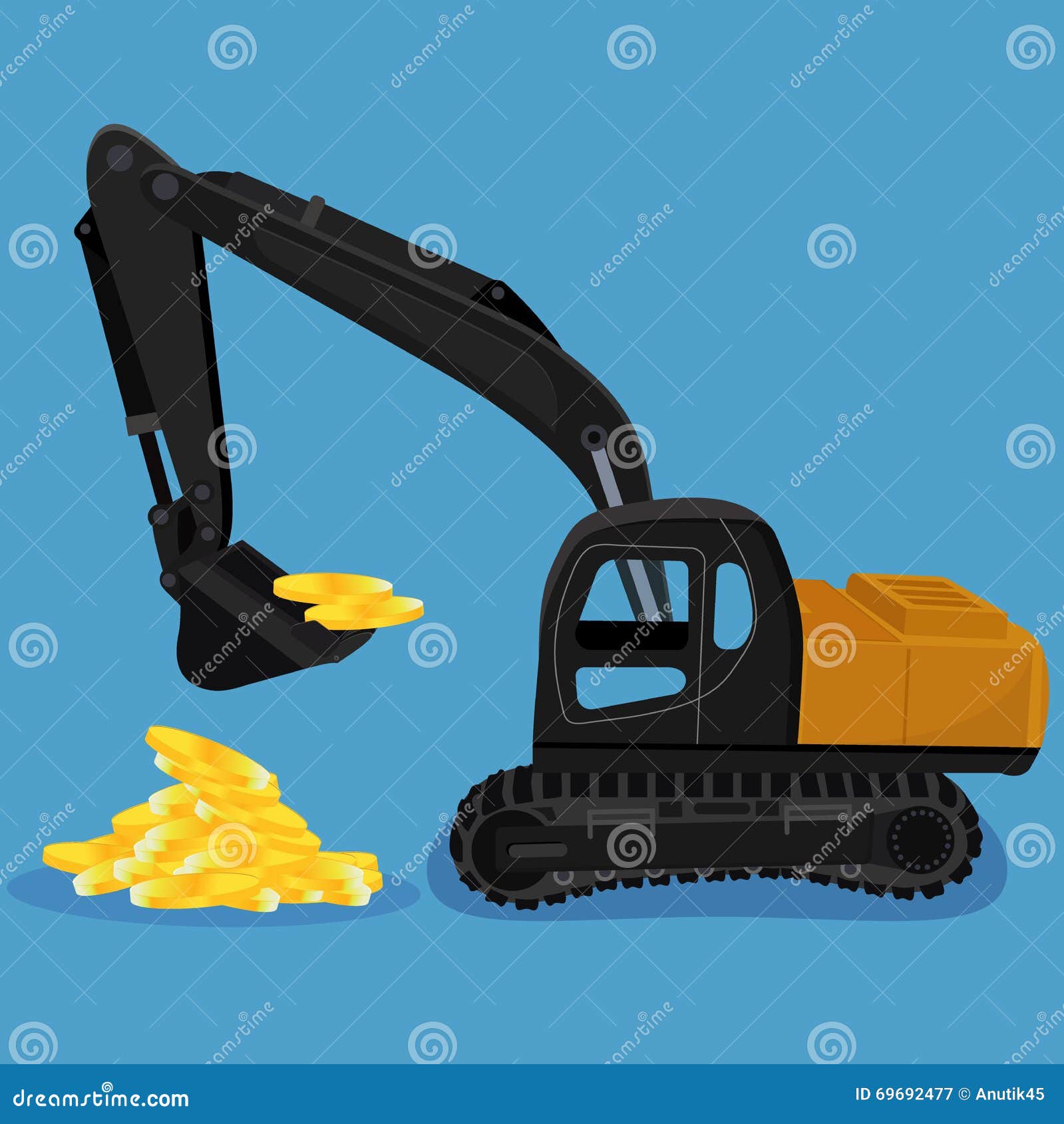 Excavator Digging Hole On Road Cartoon Vector | CartoonDealer.com ...