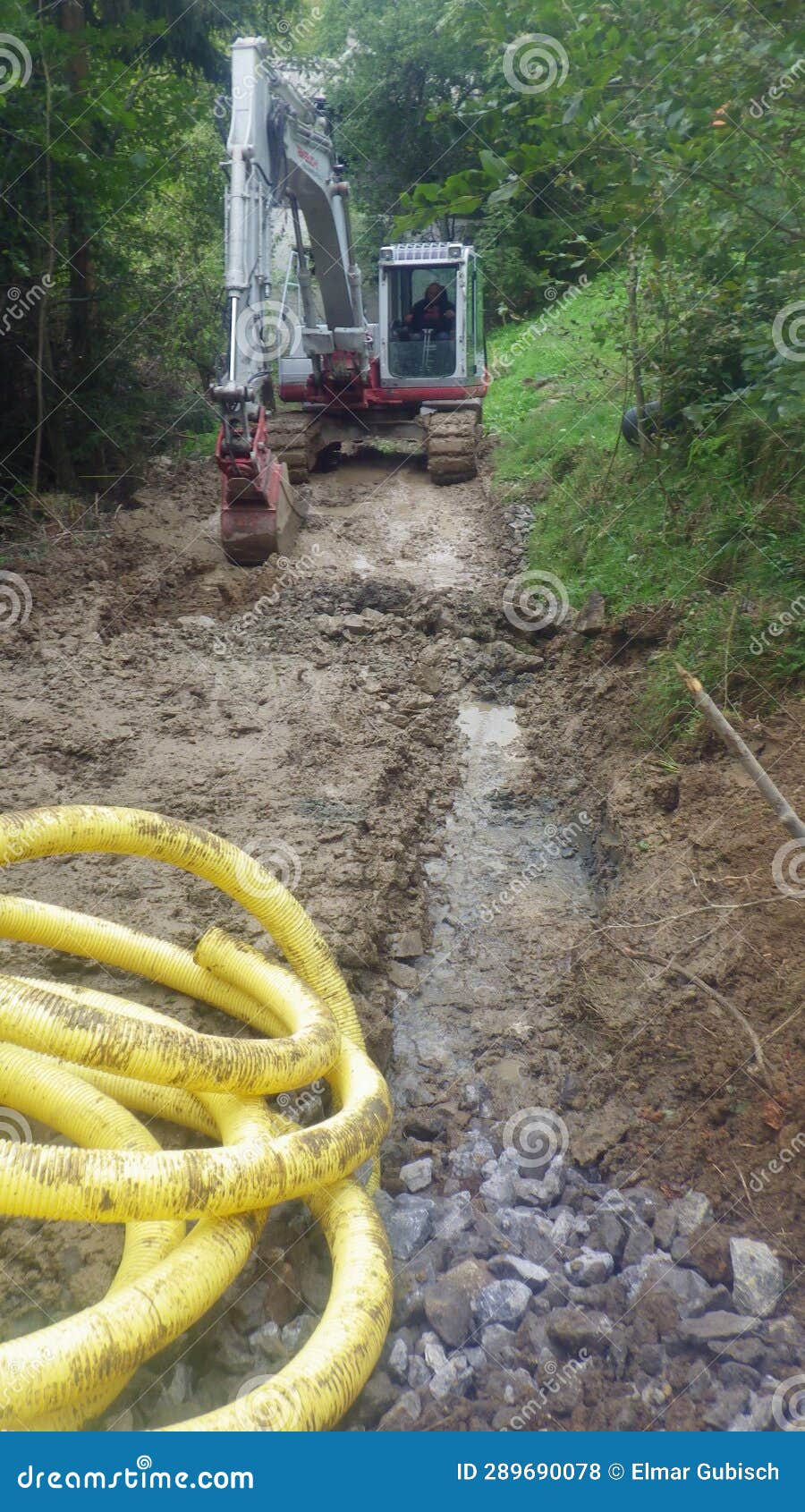 Excavator and Digging in Hydraulic Engineering Stock Photo - Image of ...