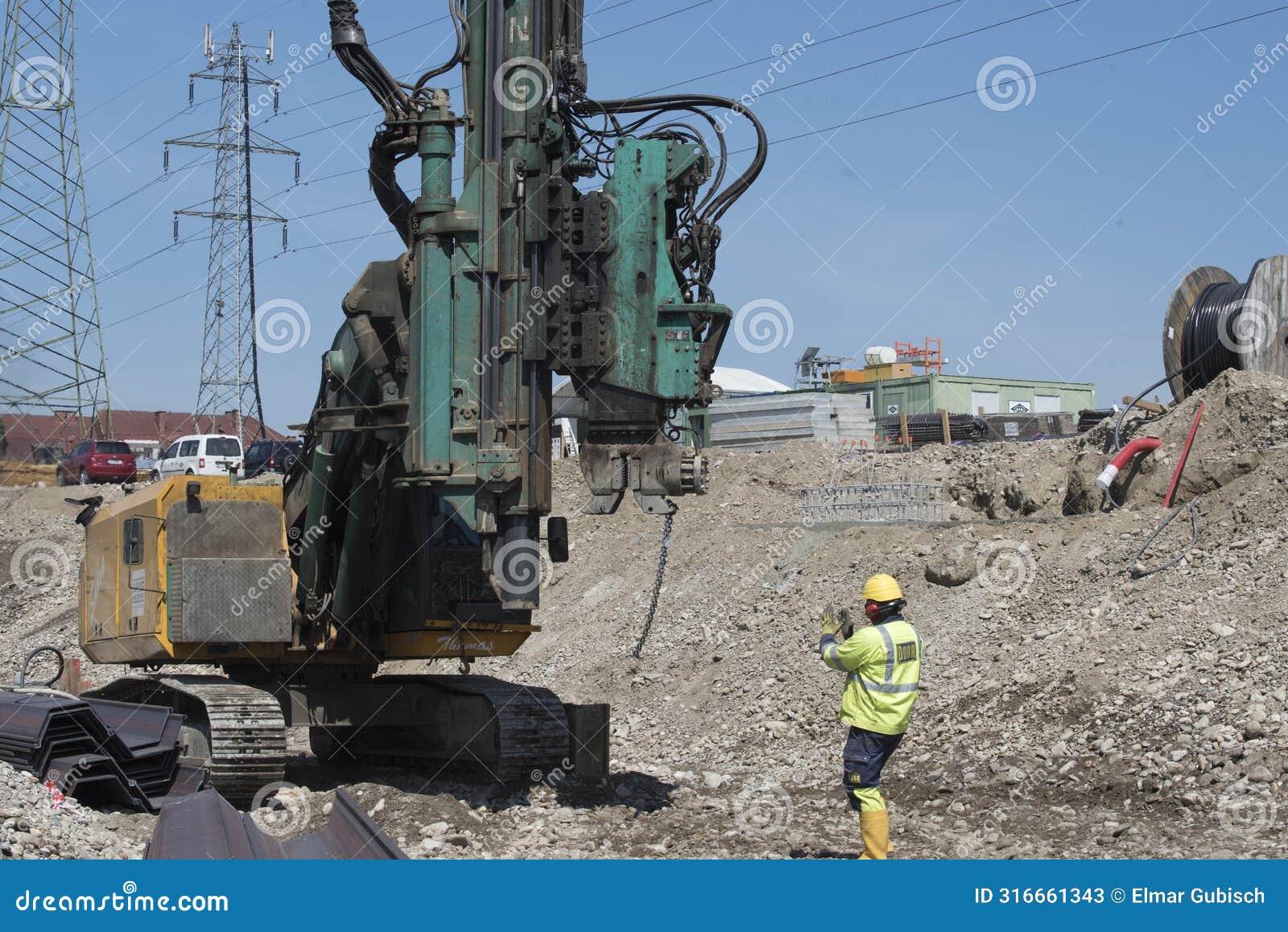 Excavator and Digging in Hydraulic Engineering Stock Image - Image of ...