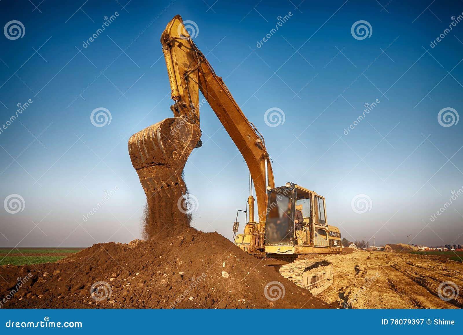 Excavator digging stock image. Image of earth, soil, trench - 78079397