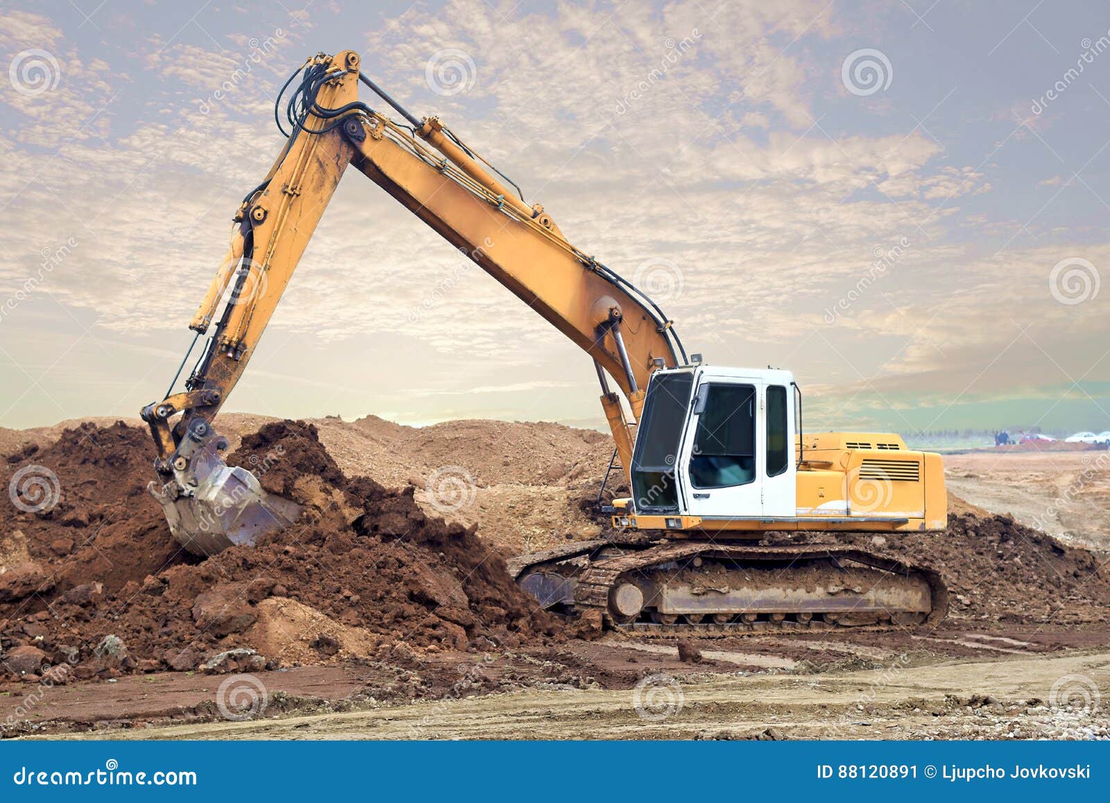 Excavator Digging and Moving Earth Stock Image - Image of equipment ...