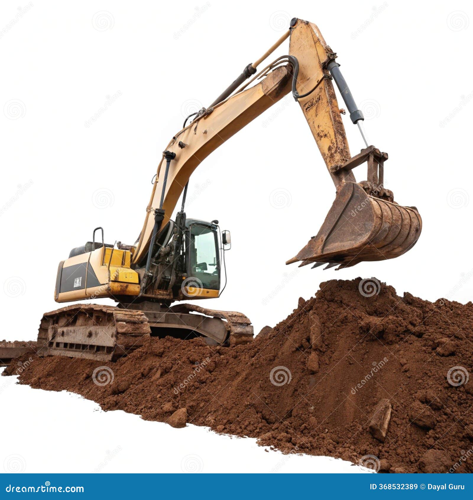 Excavator Digging Soil Isolated On White Background Royalty-Free Stock ...