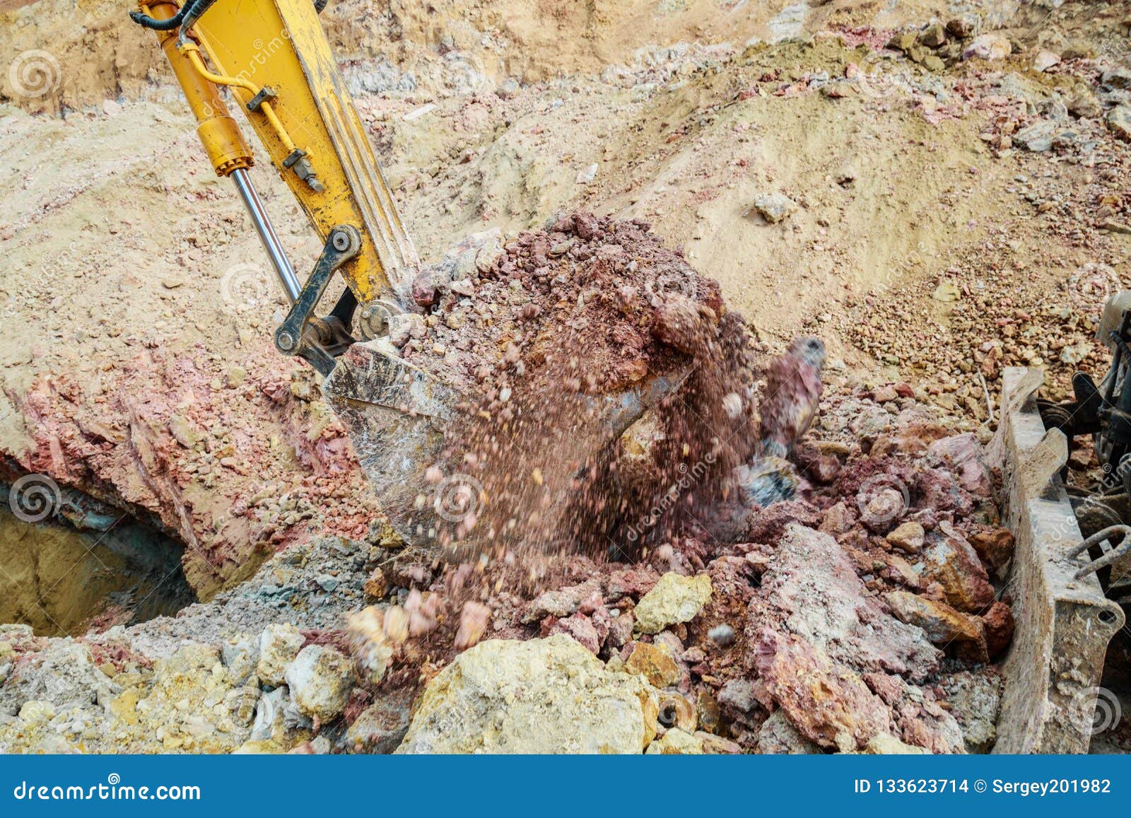 Excavator Digging a Trench for the Pipeline Stock Photo - Image of ...