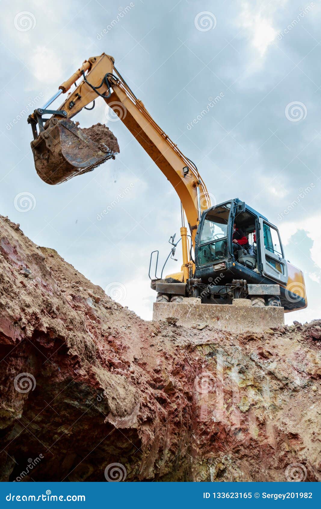 Excavator Digging a Trench for the Pipeline Stock Image - Image of ...