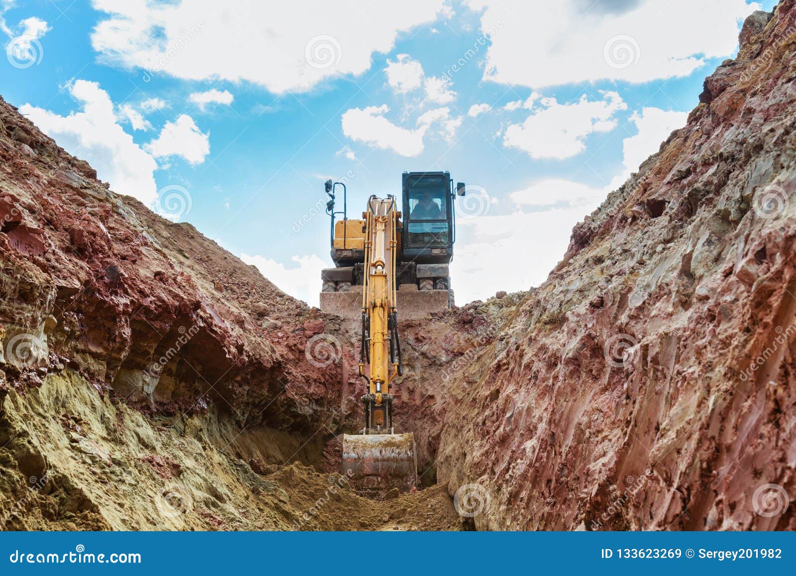 Digging A Trench. Earthworks, Digging Trench. Long Earthen Trench Dug ... Digging A Trench. Earthworks, Digging Trench. Long Earthen Trench Dug ...