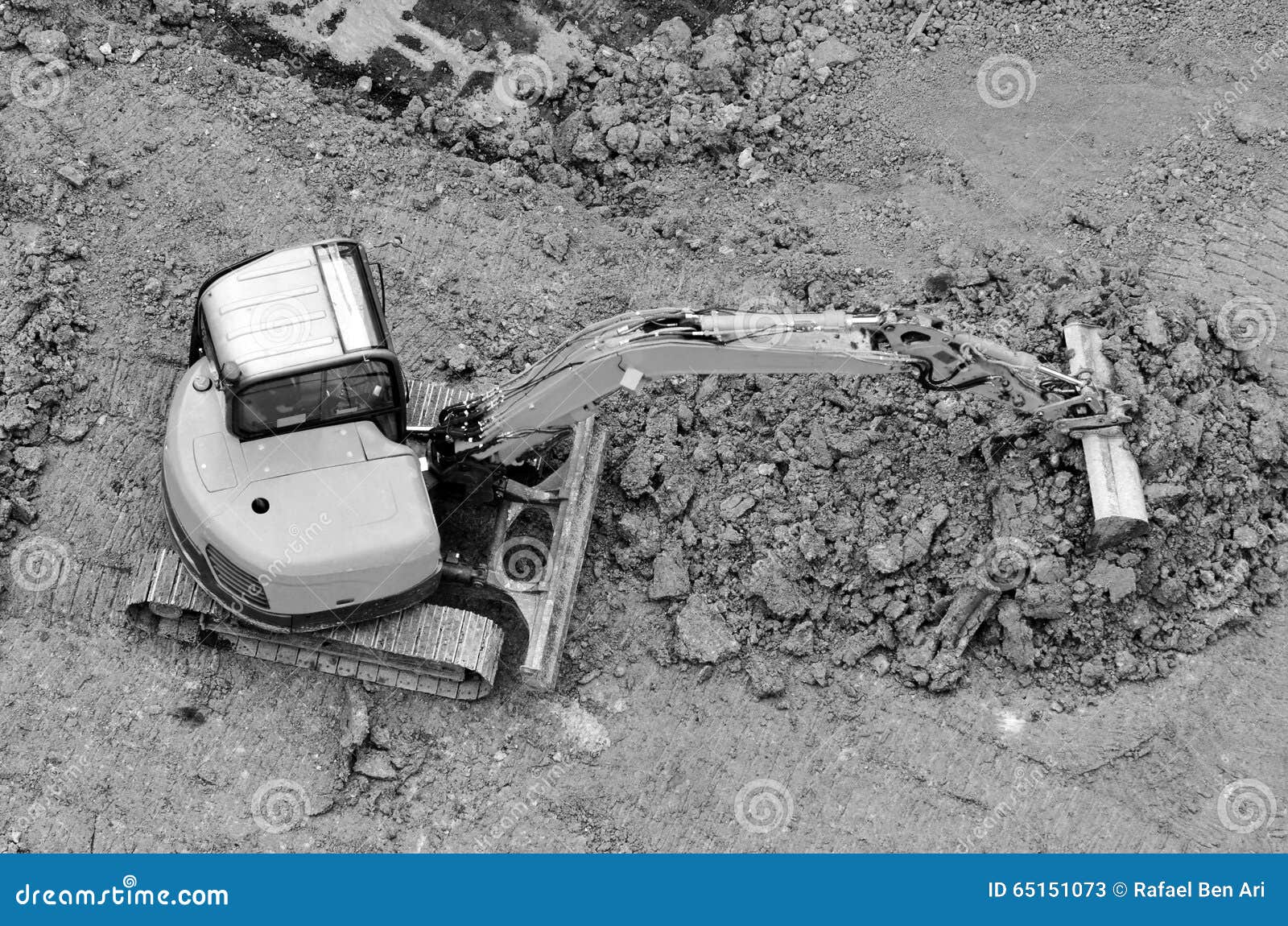 Excavator Digs The Ground. Part Of Construction Earthmoving Equipment ...