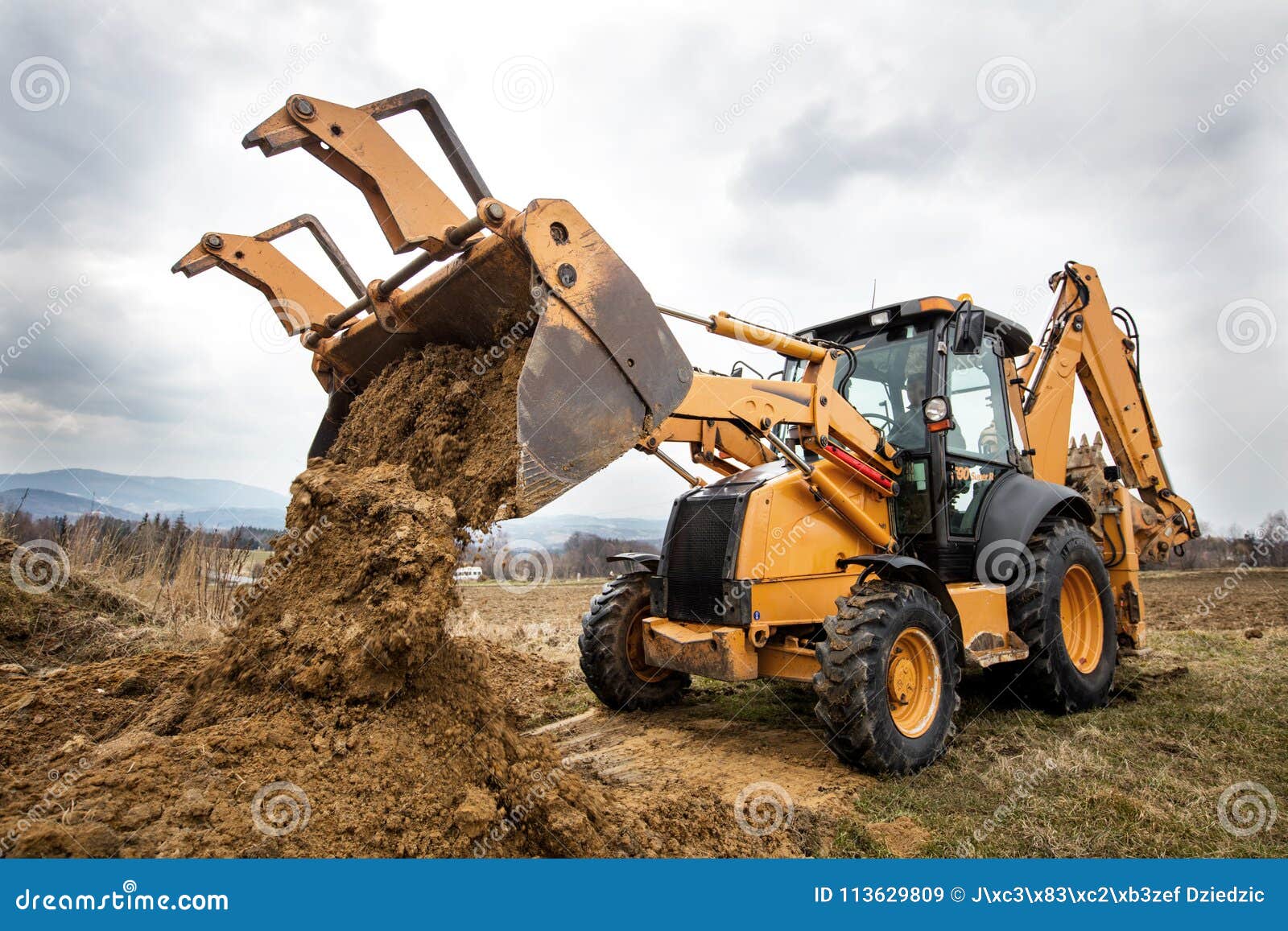 Excavator Doing Earthworks on Site Stock Image - Image of excavator ...