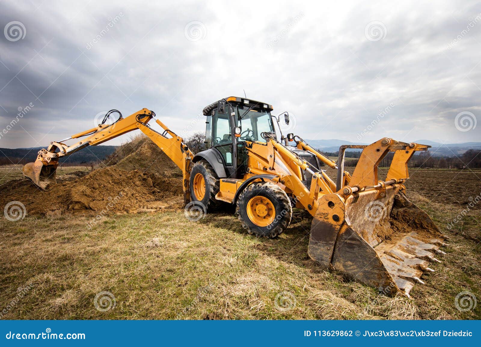 Excavator Doing Earthworks on Site Stock Photo - Image of bucket ...