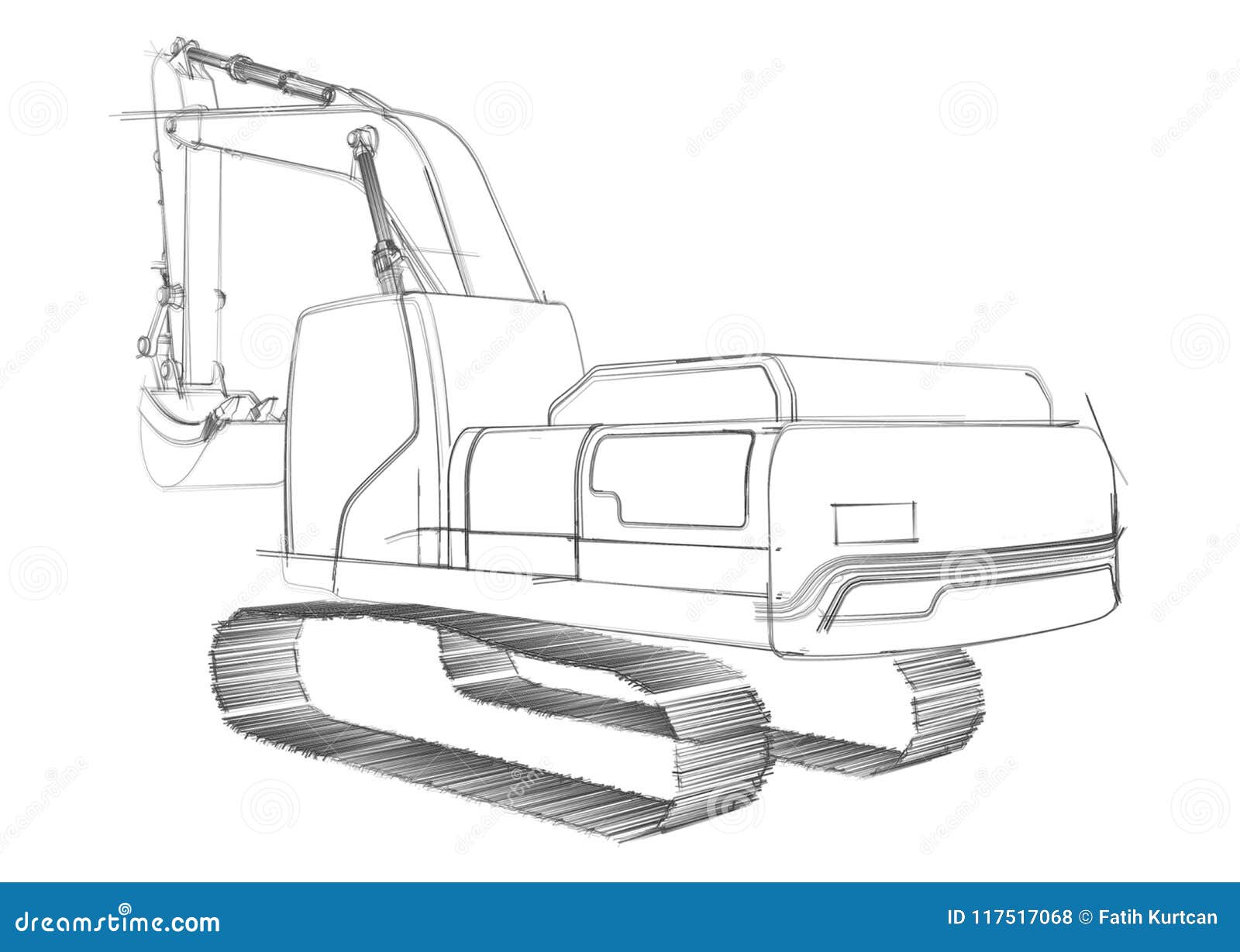 Excavator Hand Drawn Sketch Icon. Cartoon Vector | CartoonDealer.com ...