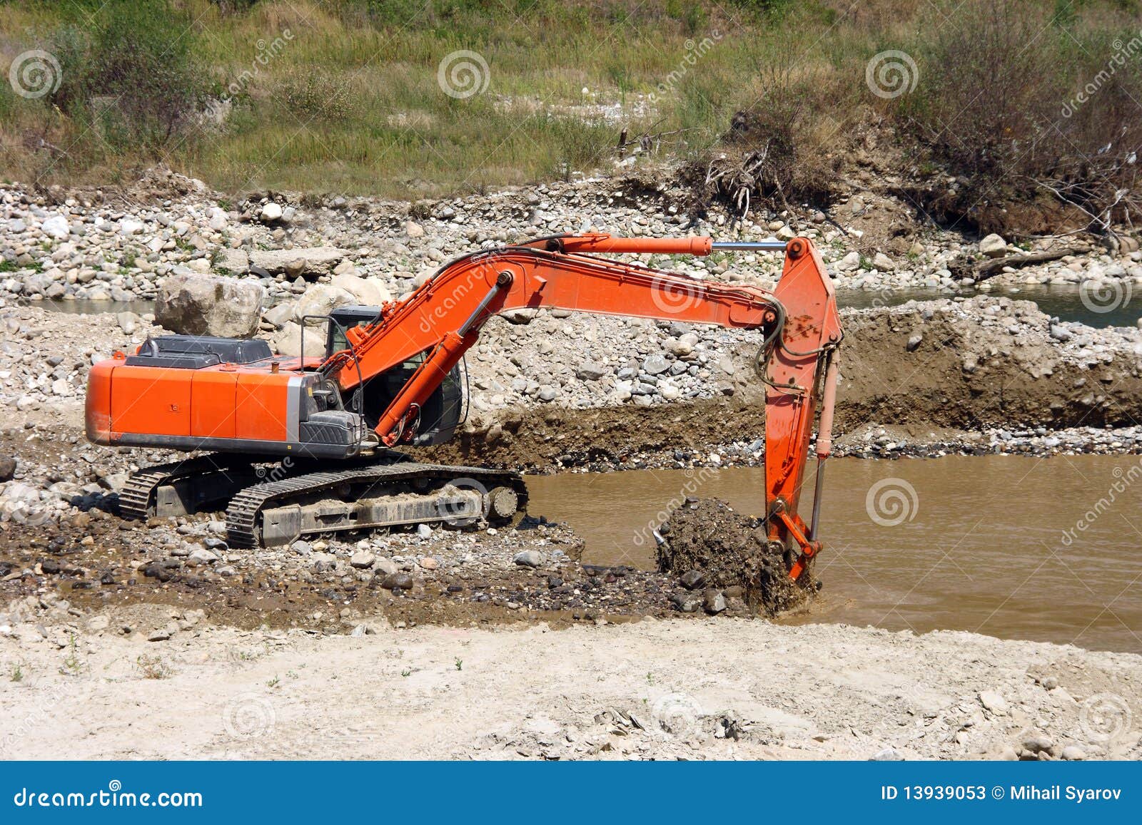 Excavator Dredging Sediment Mud Stock Image - Image of dredge, tractor ...