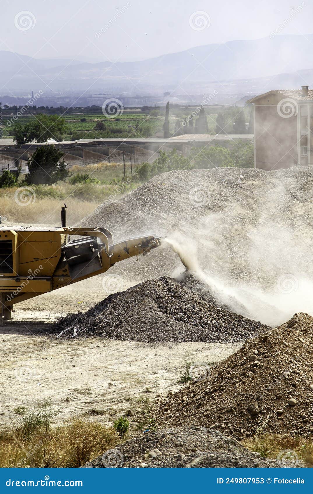 Excavator and Dust on a Construction Site Stock Image - Image of site ...