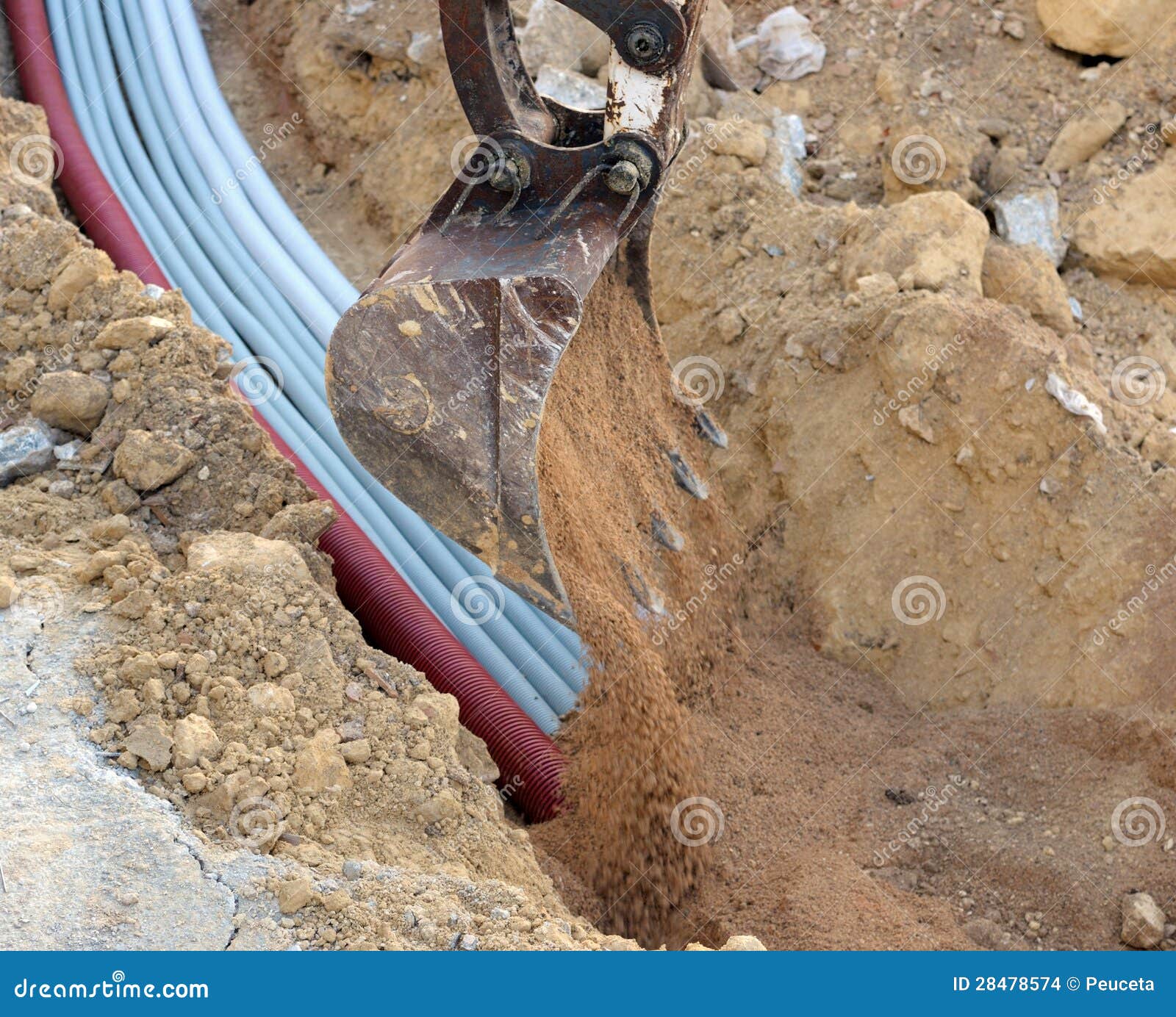 Electrical Conduit, And Wires Are Installed, Secured By Cement, In A ...