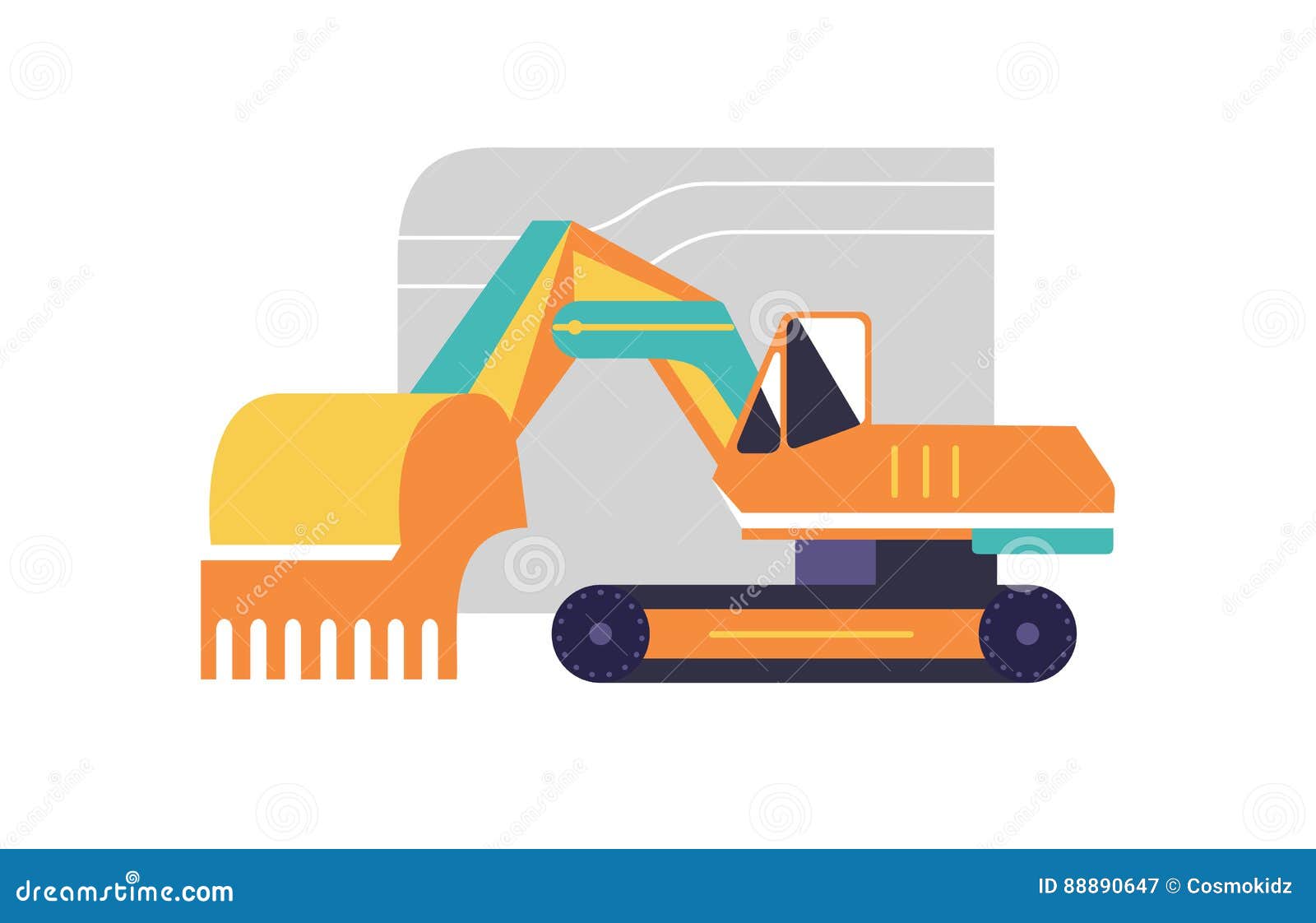 Excavator Flat Style Icon, Illustration Stock Illustration ...