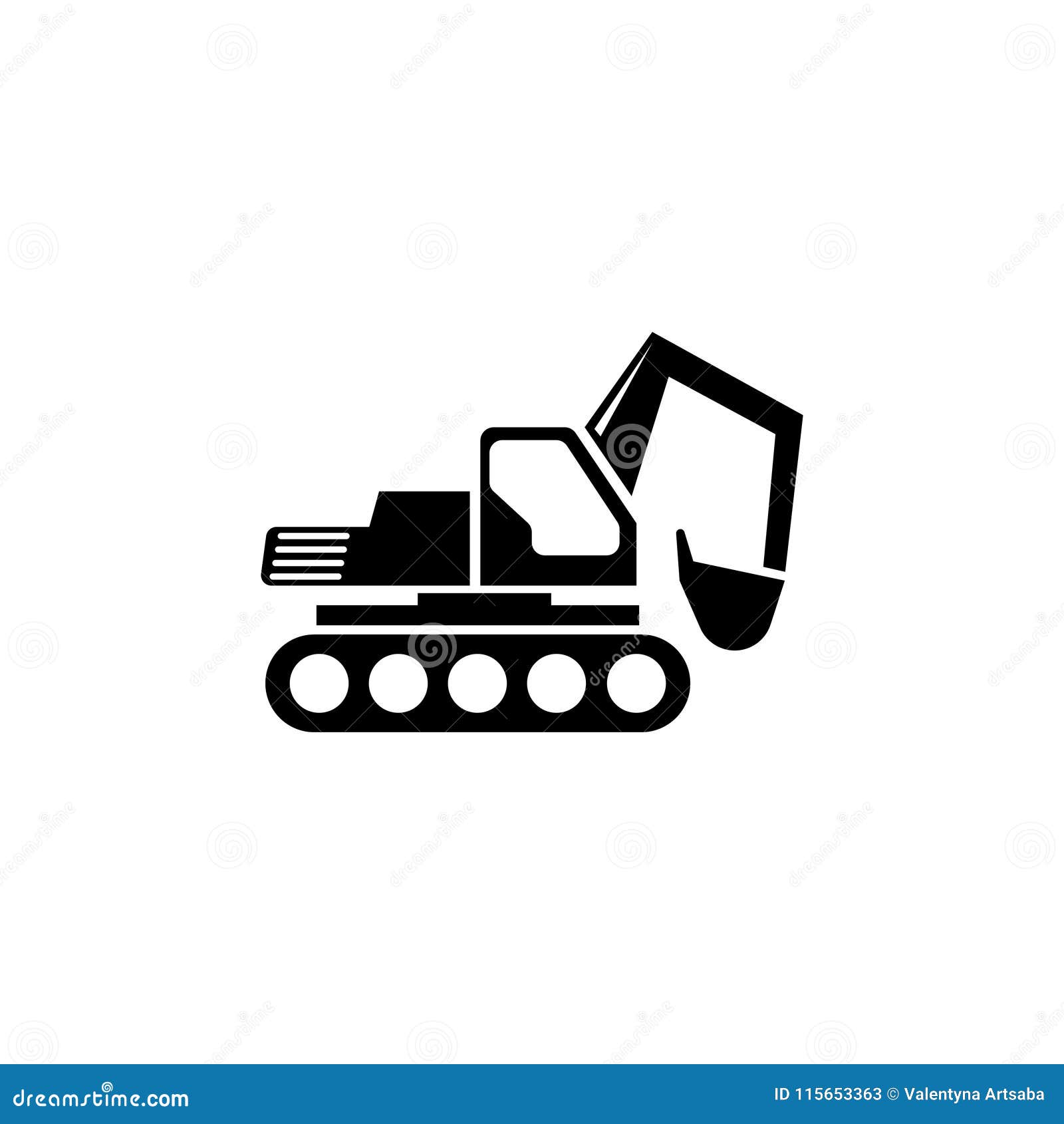 Excavator Flat Vector Icon stock vector. Illustration of excavate - 115653363