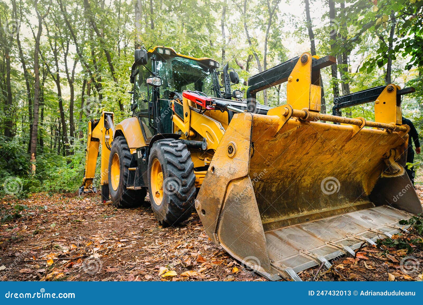 Excavator in the forest stock image. Image of machine - 247432013