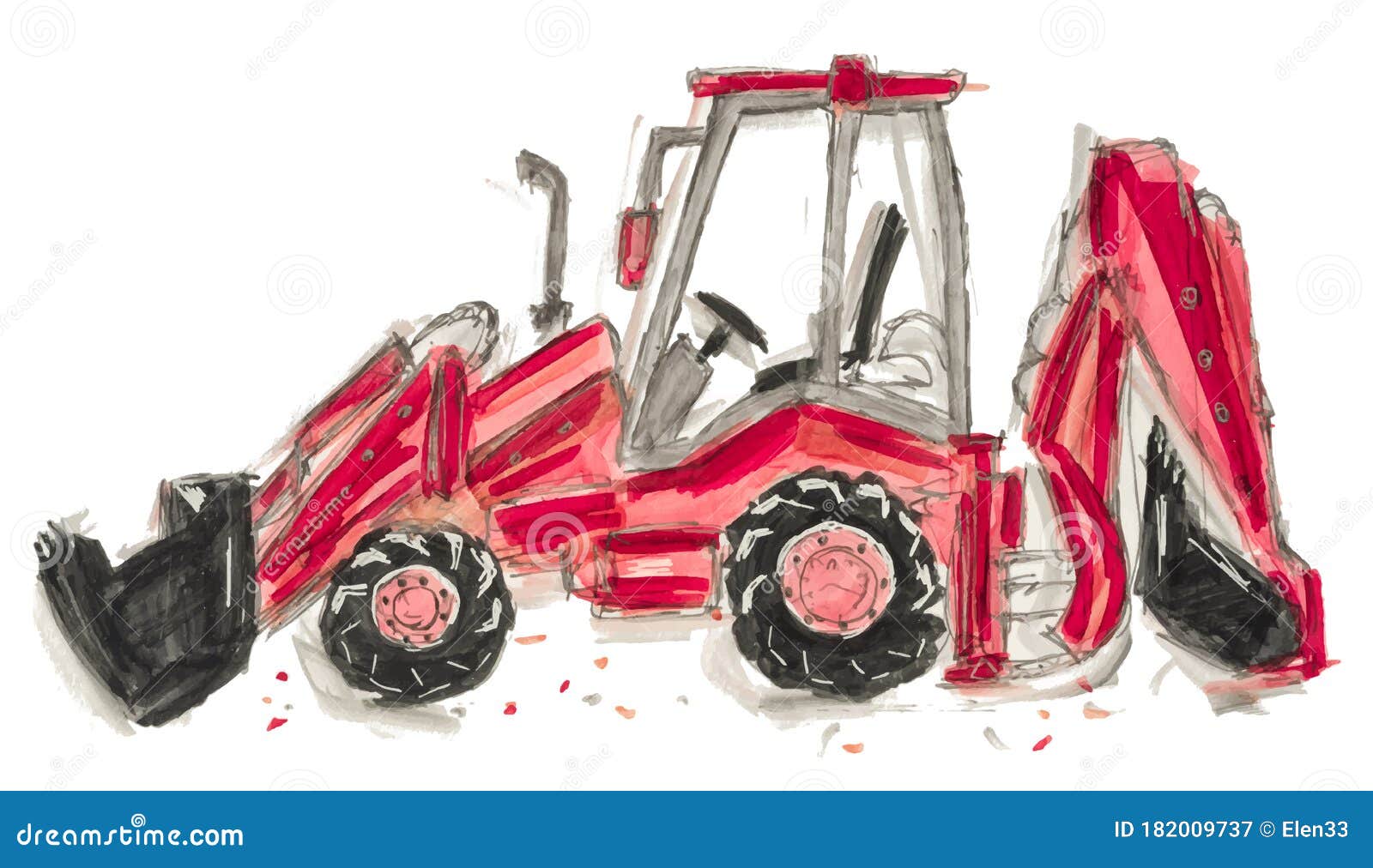 Excavator Hand Drawn Sketch Icon. Cartoon Vector | CartoonDealer.com ...