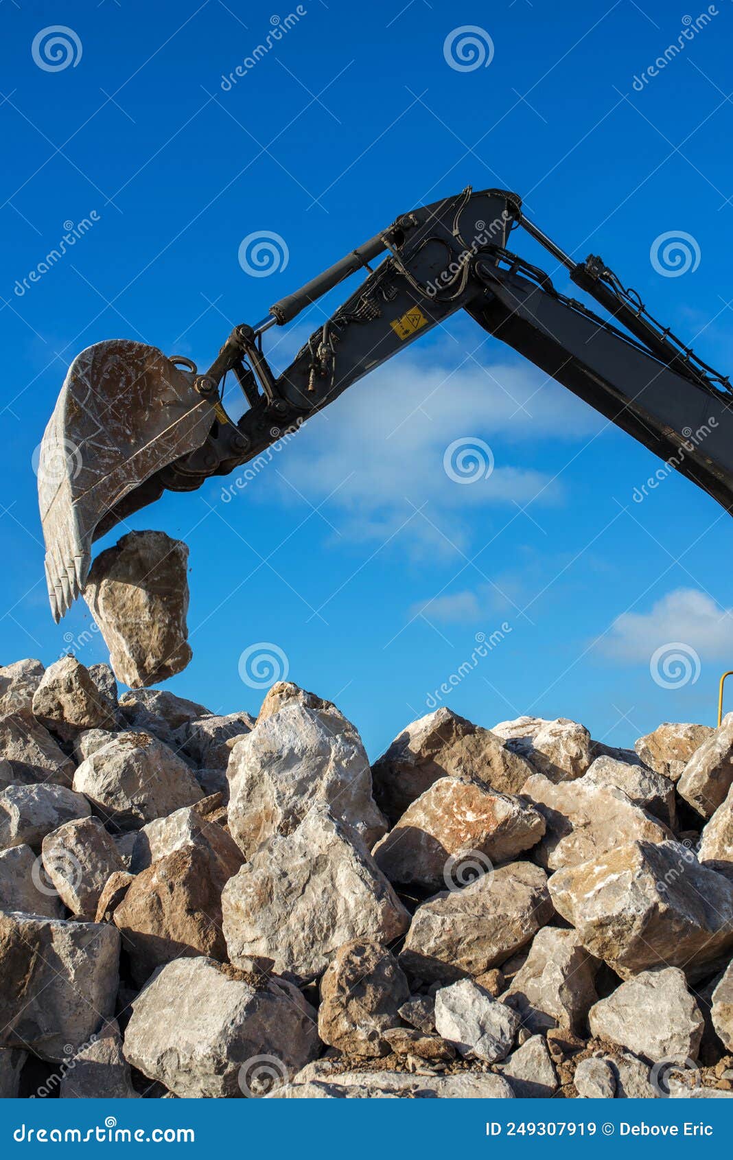 Backhoe in Action on a Construction Site Close Up Stock Image - Image ...