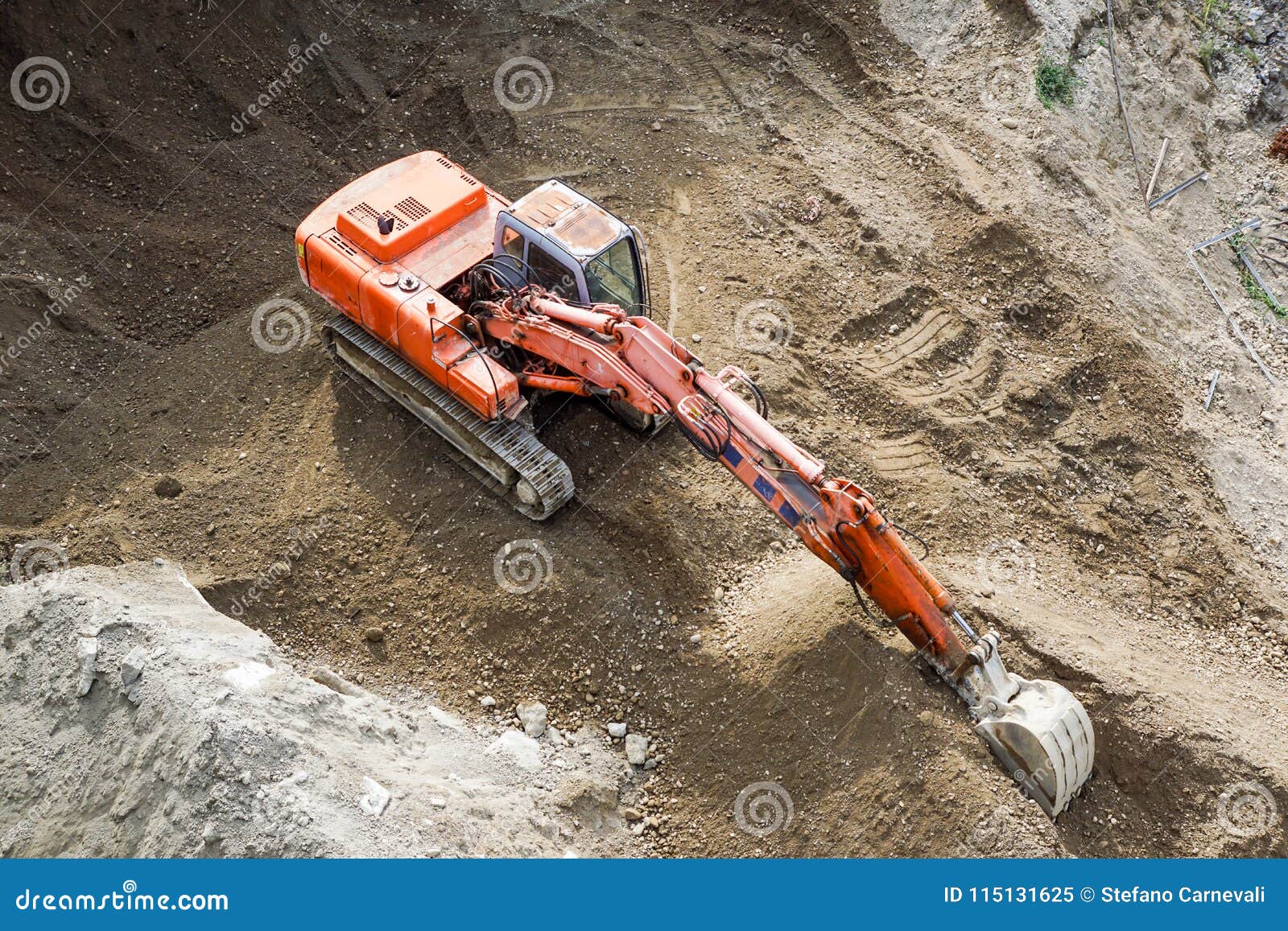 Excavator. Heavy Machine Construction Site Top View Stock Image - Image ...