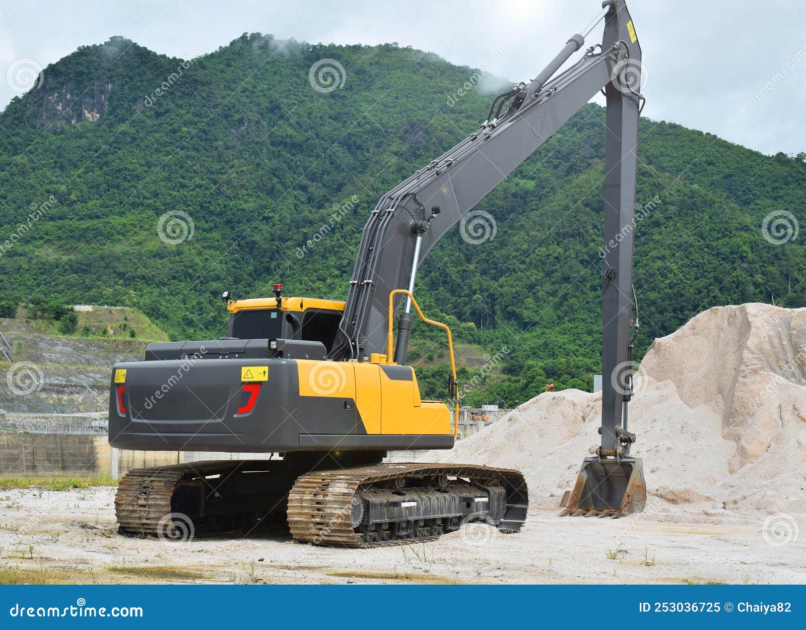 Excavator stock image. Image of clearing, mountains - 253036725