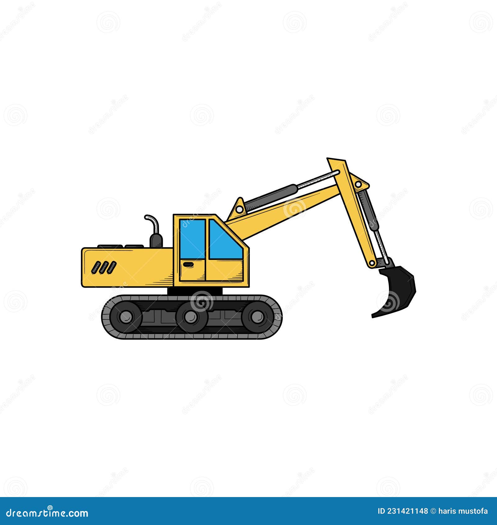 Excavator Heavy Vehicle Hand Drawn Sketch Illustration Vector Design ...
