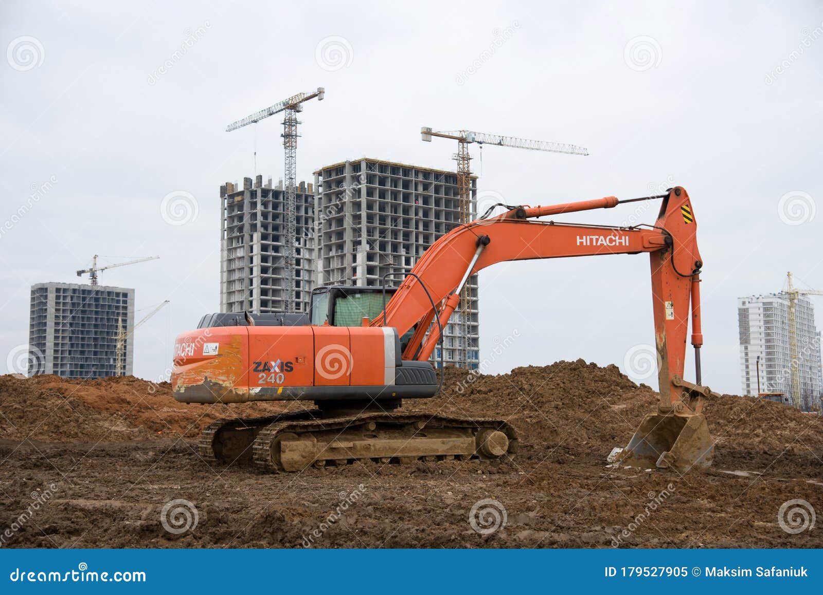 Excavator HITACHI ZAXIS 240 Working at Construction Site Editorial ...