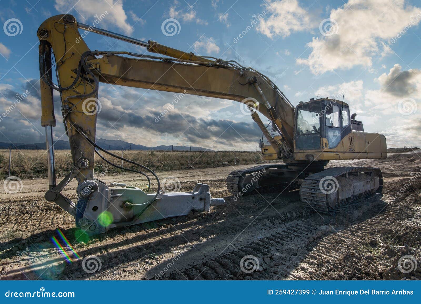 Excavator with Hydraulic Hammer on Road Construction Works Stock Image ...