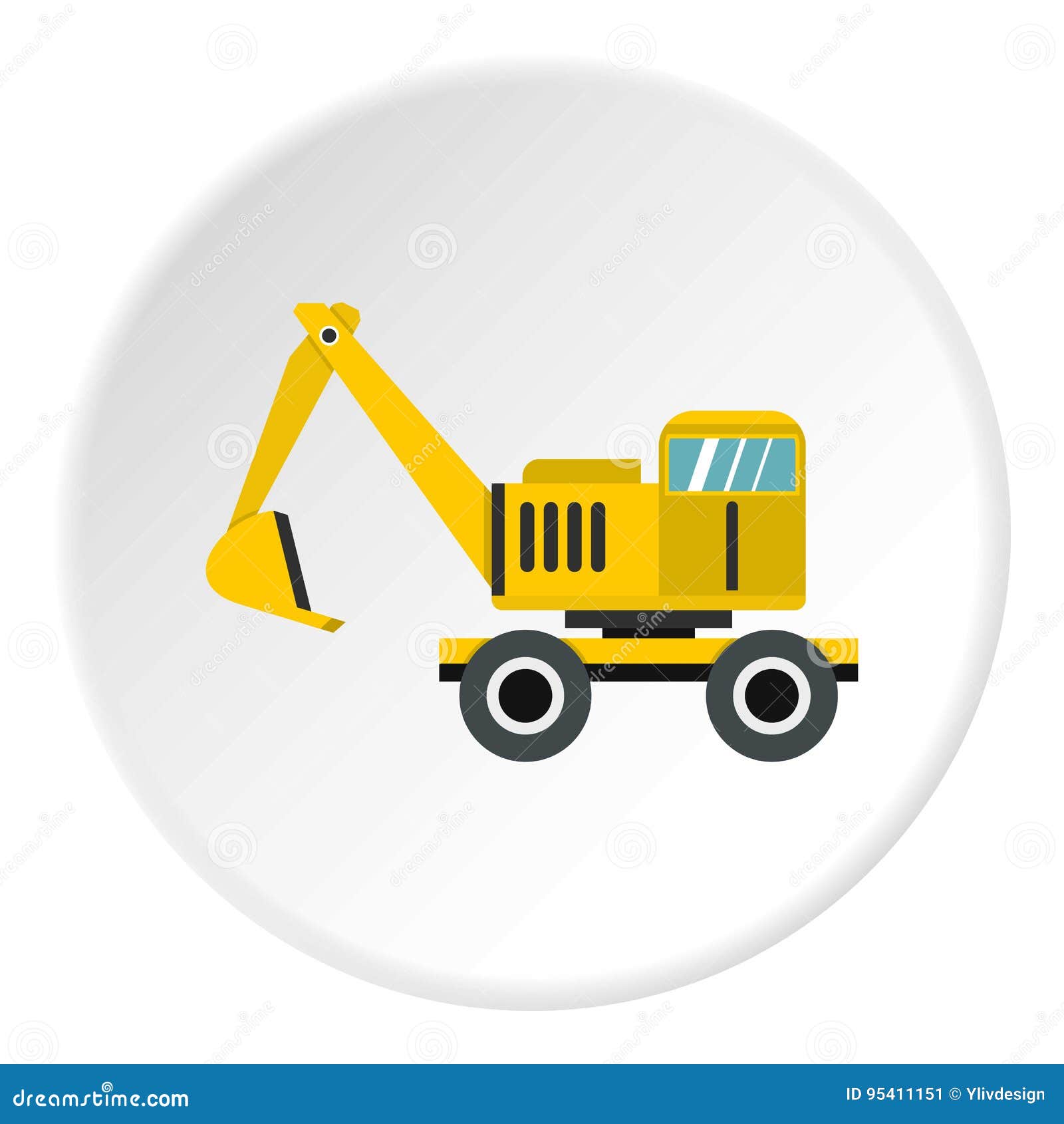 Excavator icon circle stock vector. Illustration of engineering - 95411151