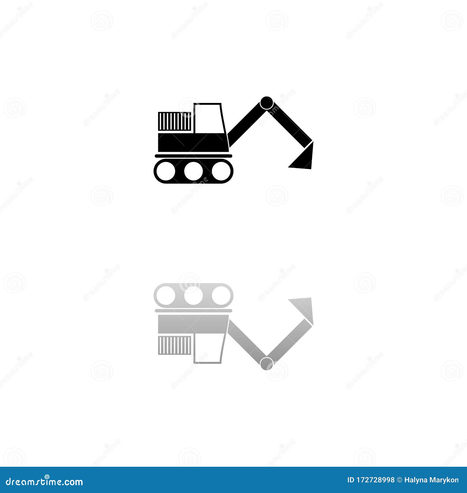 Excavator icon flat stock illustration. Illustration of equipment ...