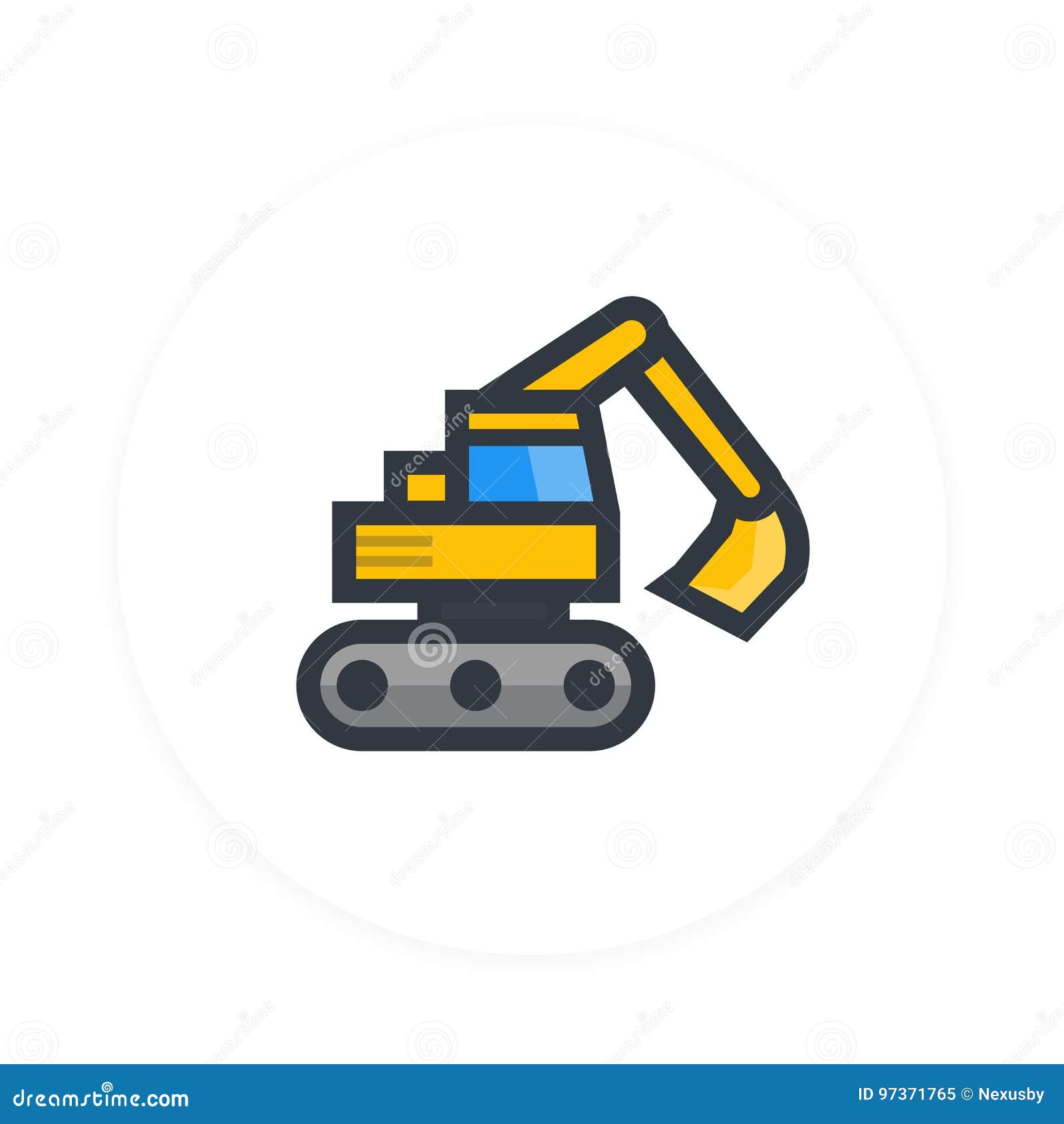 Excavator icon, flat style stock vector. Illustration of excavate ...