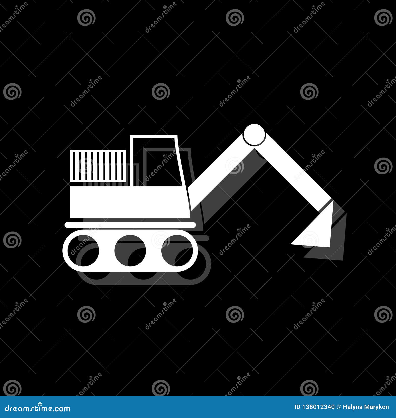 Excavator icon flat stock illustration. Illustration of soil - 138012340