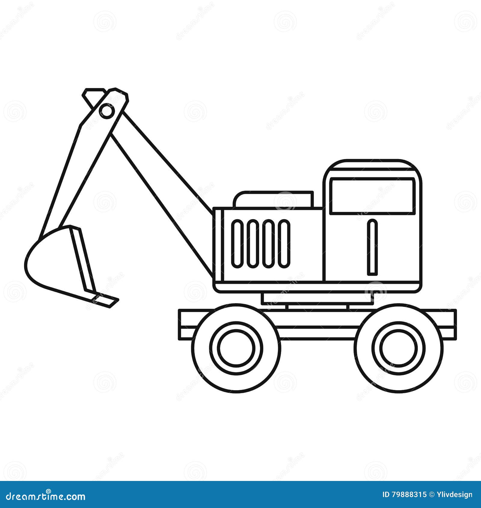 Excavator Outline Icon. Digger Symbol. Vector Illustration ...