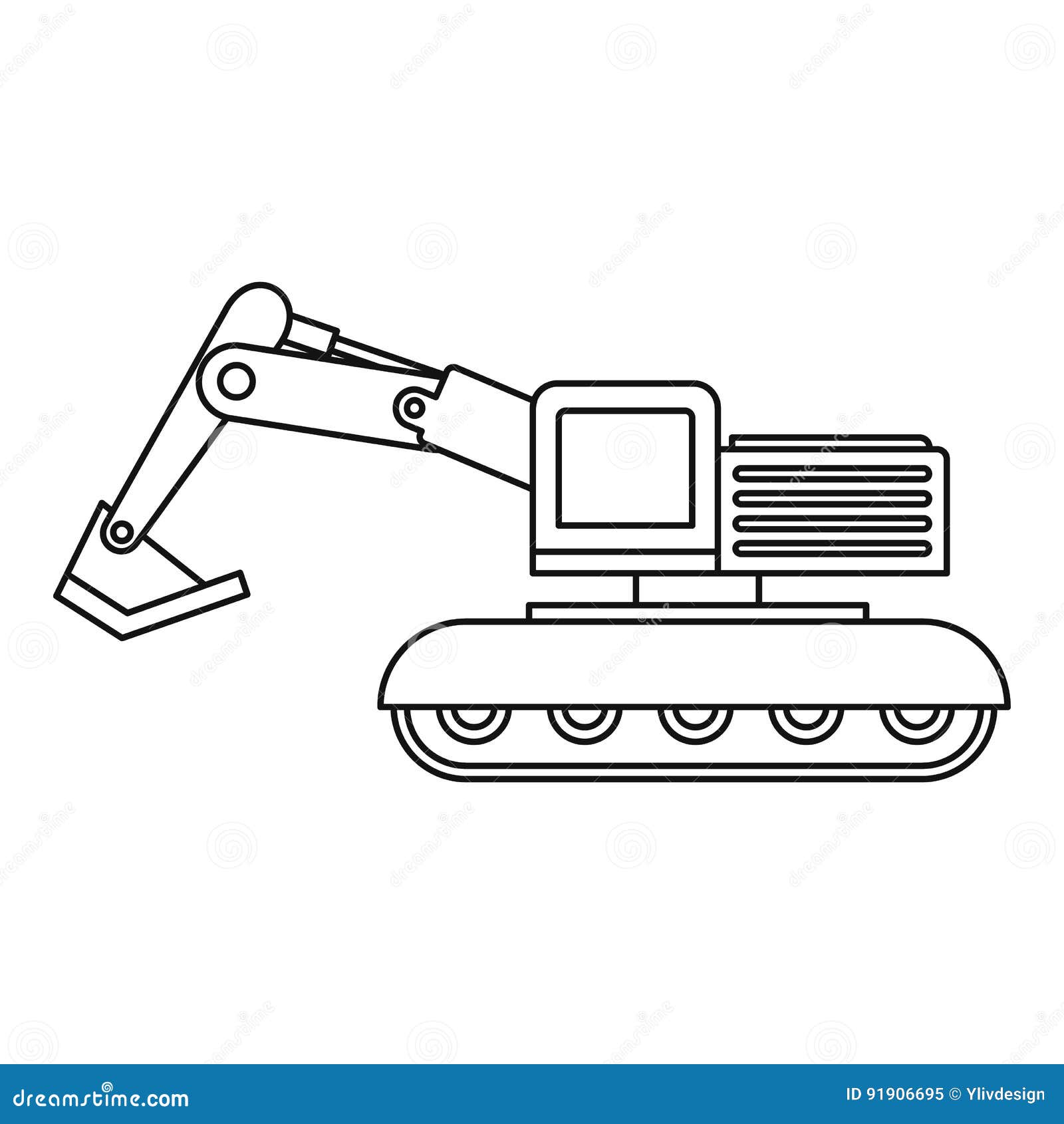 Excavator icon outline stock vector. Illustration of ground - 91906695