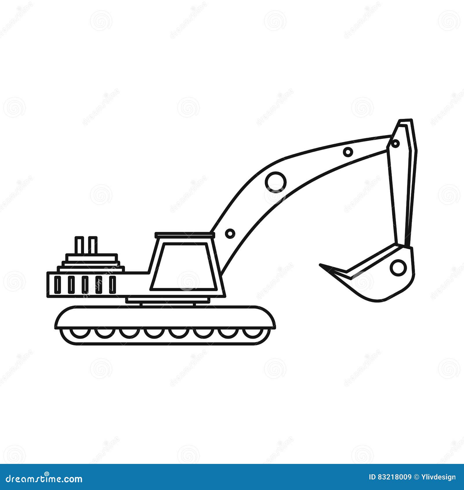 Excavator Icon in Outline Style Stock Vector - Illustration of ...