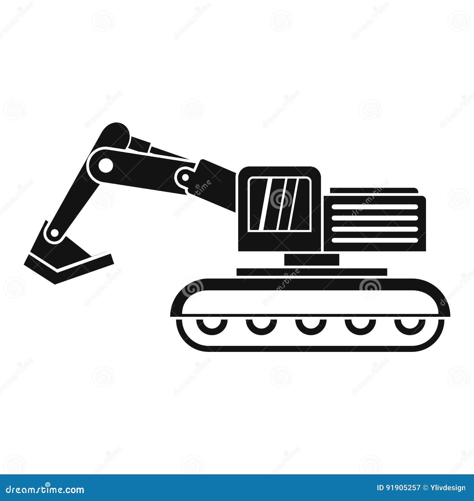 Excavator icon simple stock vector. Illustration of black - 91905257