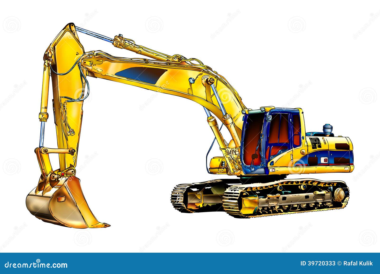 Excavator Illustration Color Isolated Art Stock Illustration ...