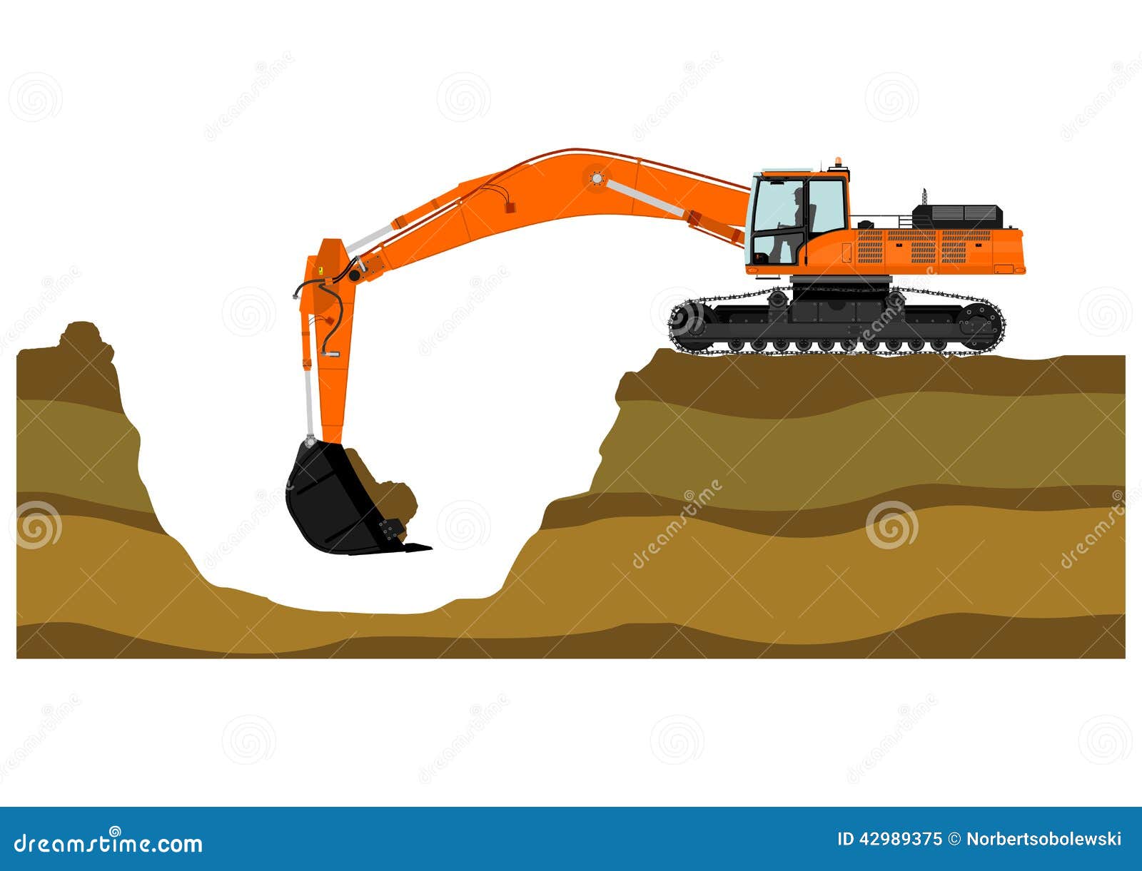 Excavator stock vector. Illustration of demolish, loader - 42989375
