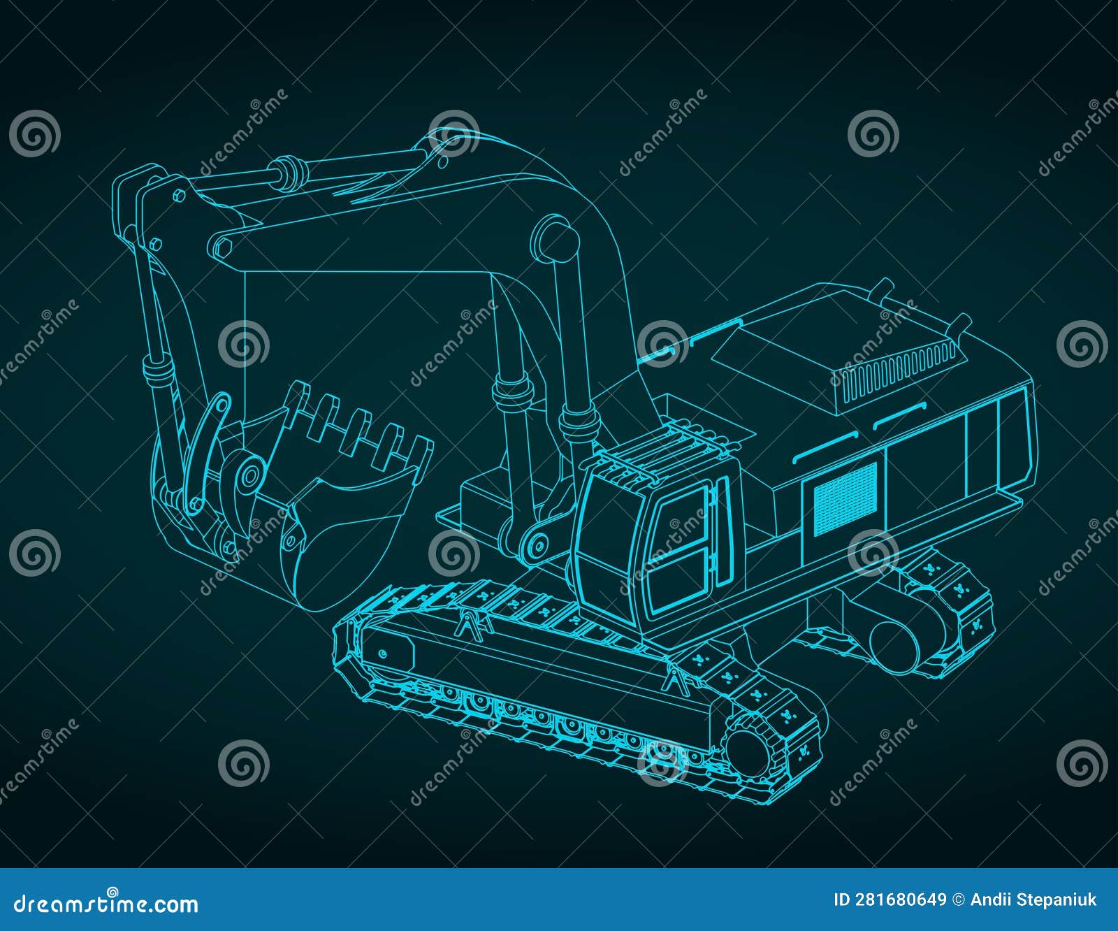 Excavator illustration stock vector. Illustration of industry - 281680649
