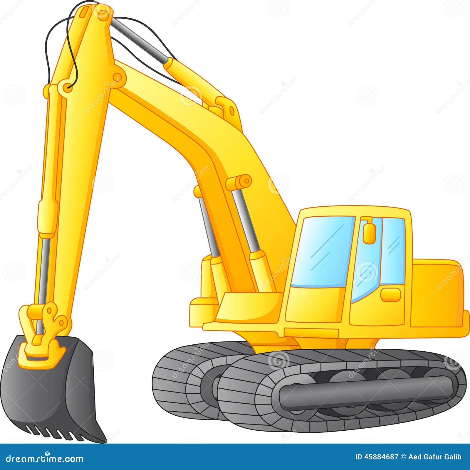 Excavator Isolated on White Stock Vector - Illustration of excavating ...