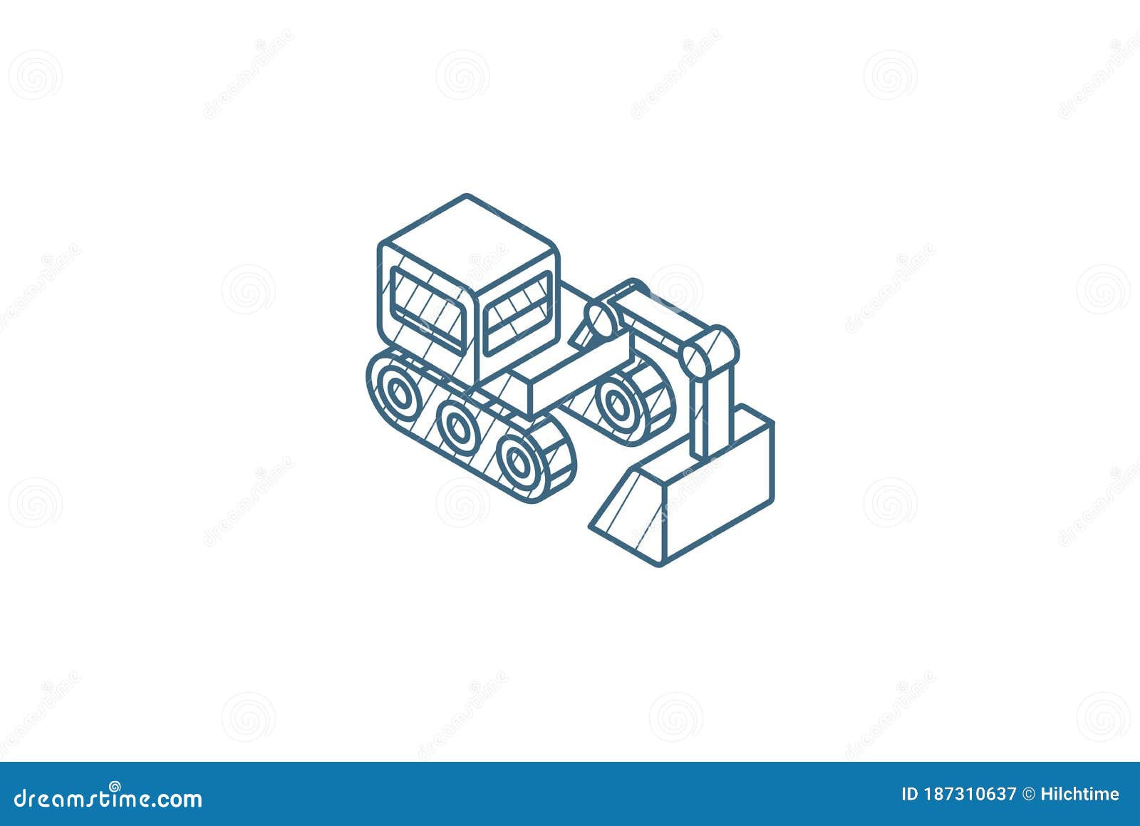 Excavator Isometric Icon. 3d Line Art Technical Drawing. Editable ...